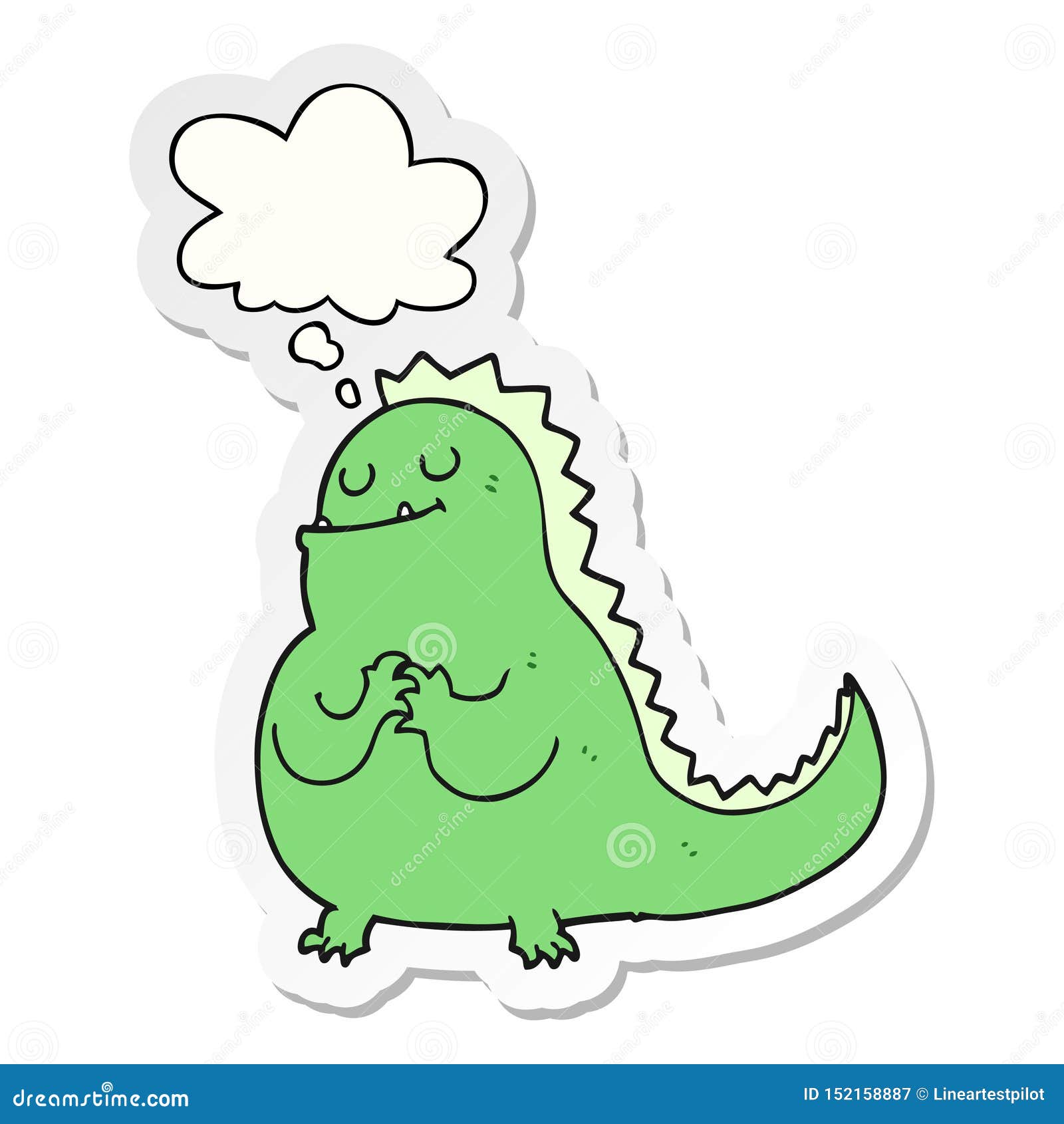 A Creative Cartoon Dinosaur and Thought Bubble As a Printed Sticker ...