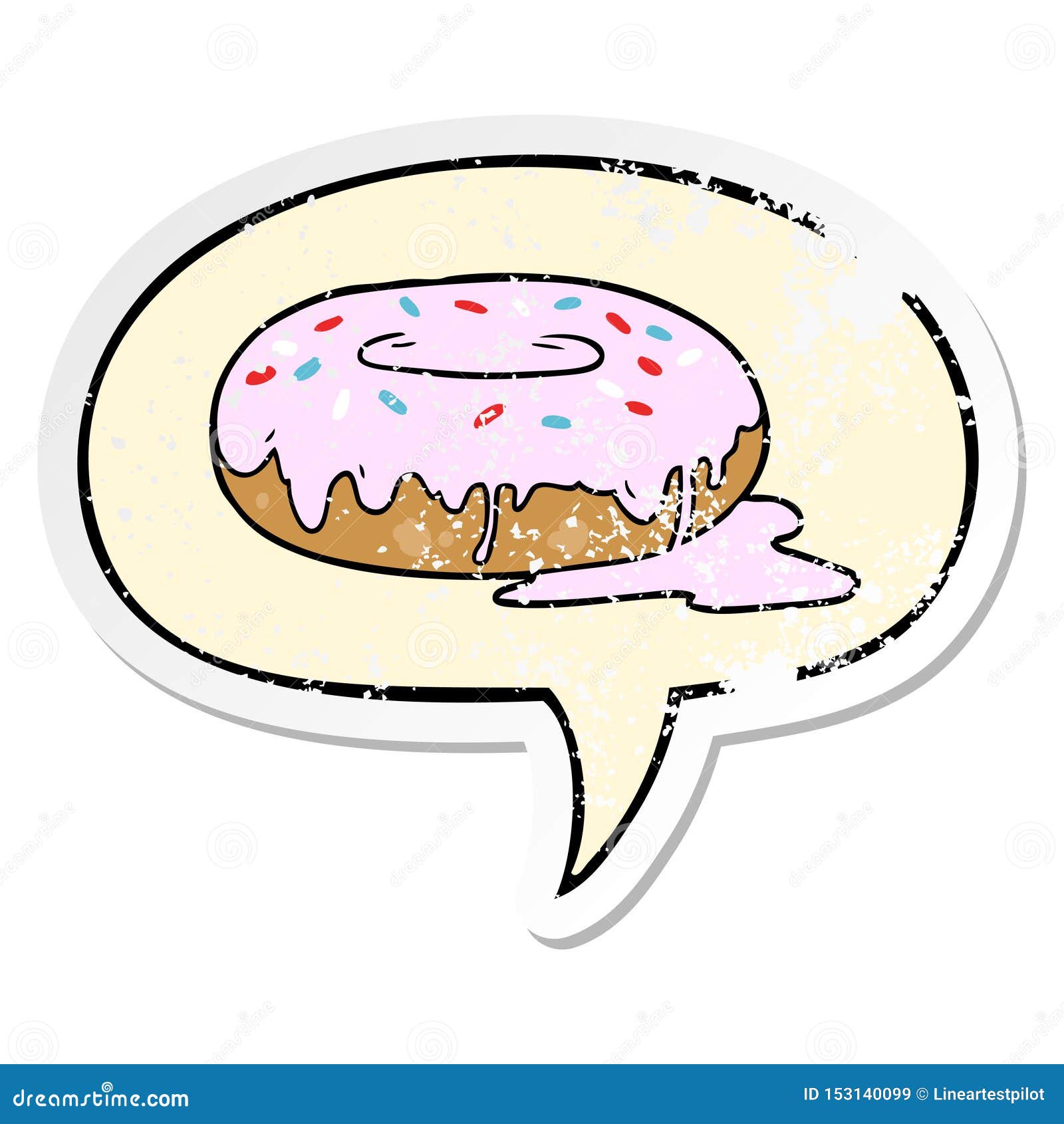 A Creative Cartoon Donut and Speech Bubble Distressed Sticker Stock ...
