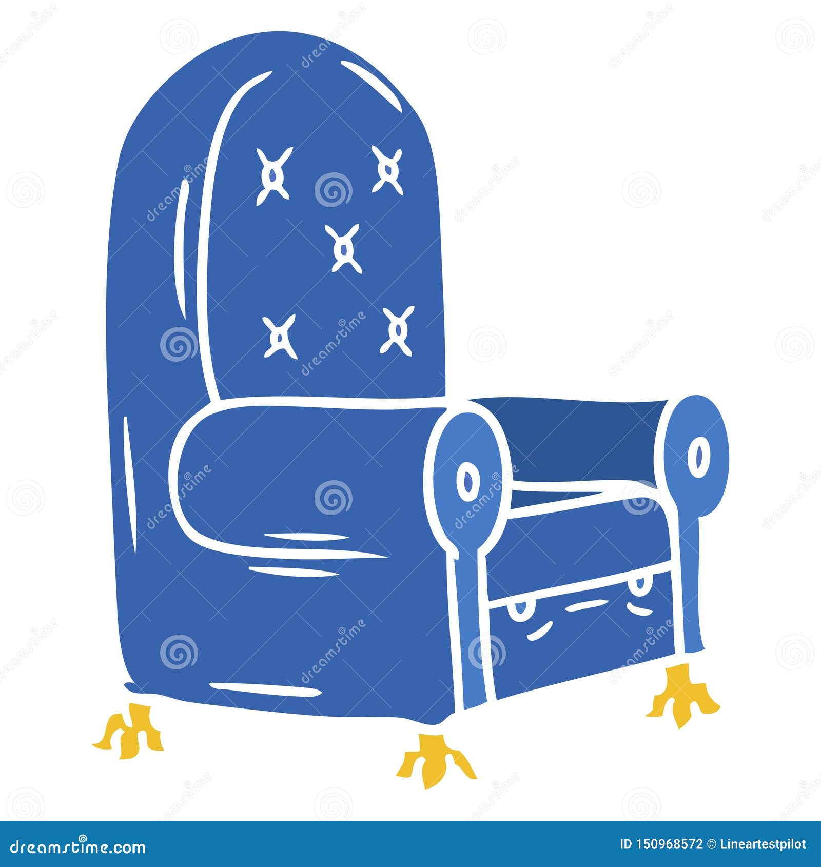A Creative Cartoon Doodle of a Blue Arm Chair Stock Vector ...