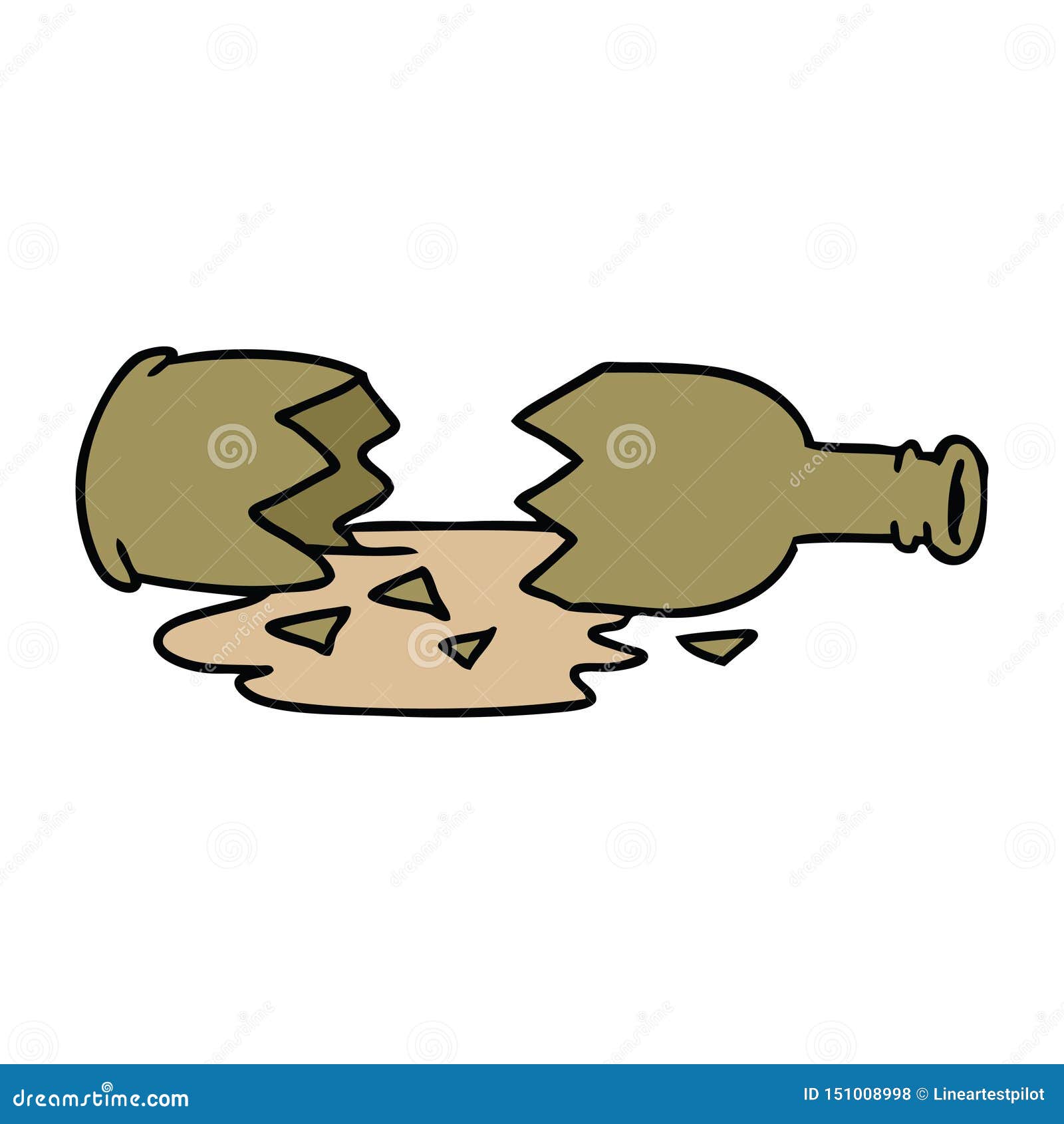 A Creative Cartoon Doodle of a Broken Bottle Stock Vector ...