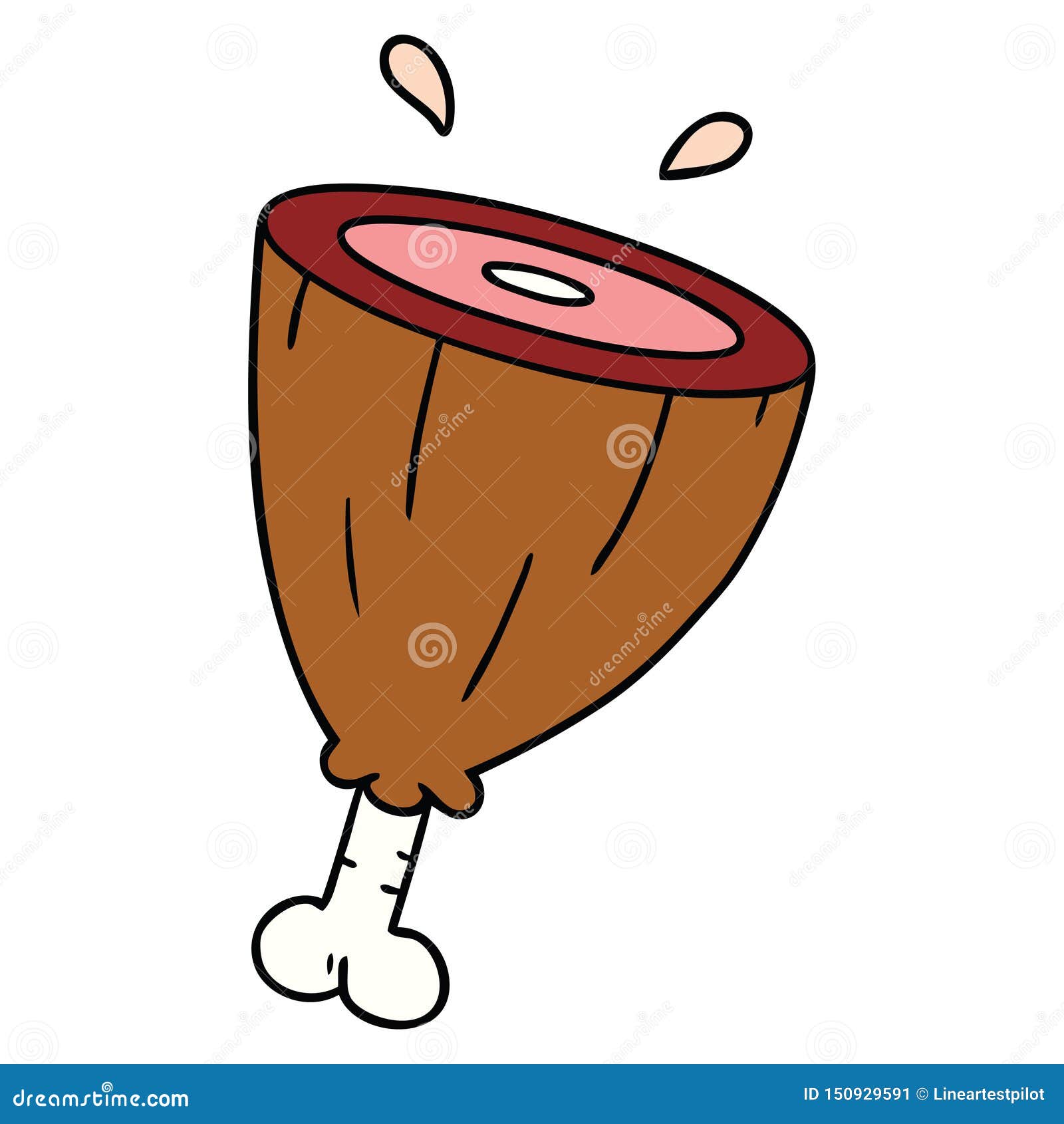 A Creative Cartoon Doodle of a Joint of Ham Stock Vector - Illustration ...