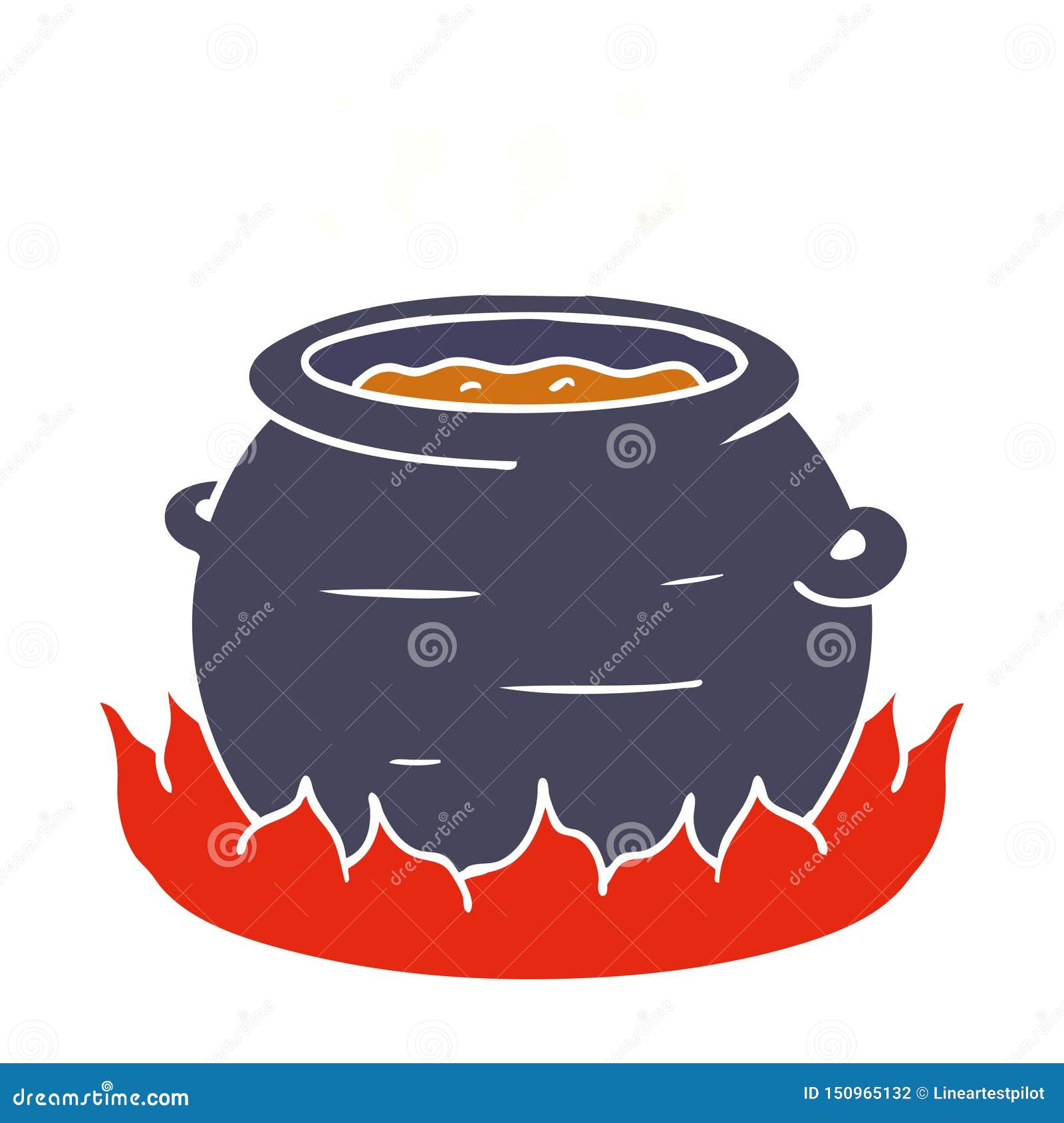 A Creative Cartoon Doodle of a Pot of Stew Stock Vector - Illustration ...