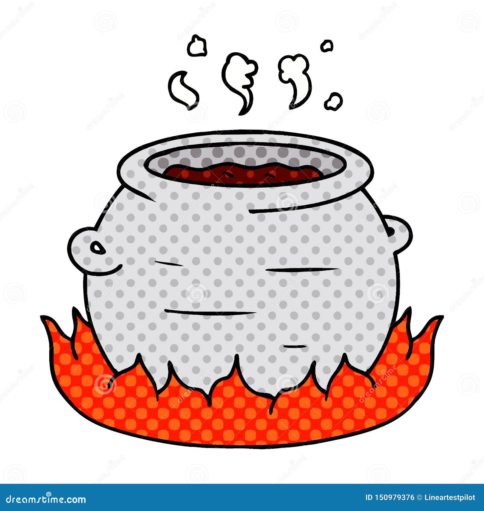 A Creative Cartoon Doodle of a Pot of Stew Stock Vector - Illustration ...