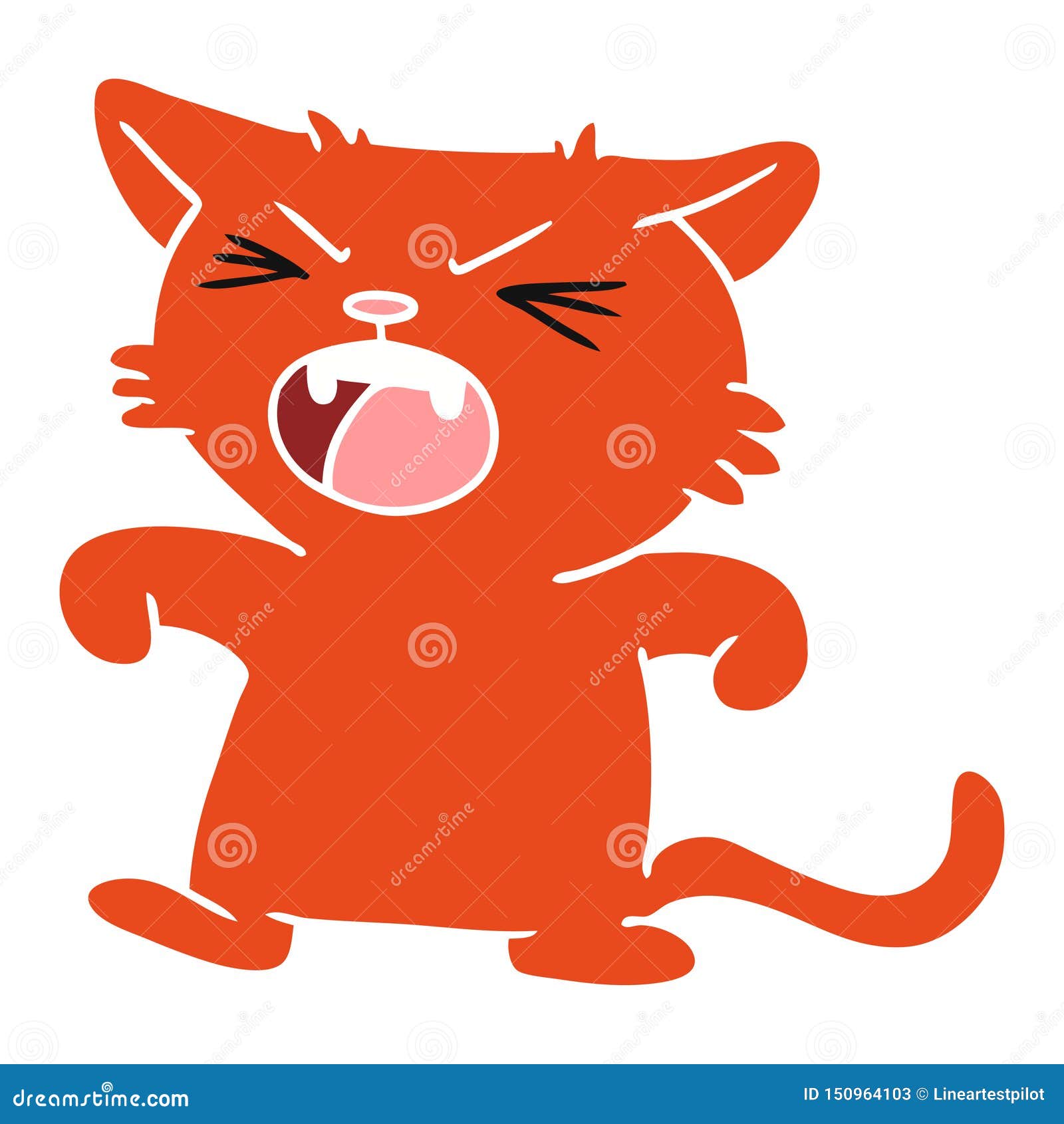 A Creative Cartoon Doodle of a Screeching Cat Stock Vector ...