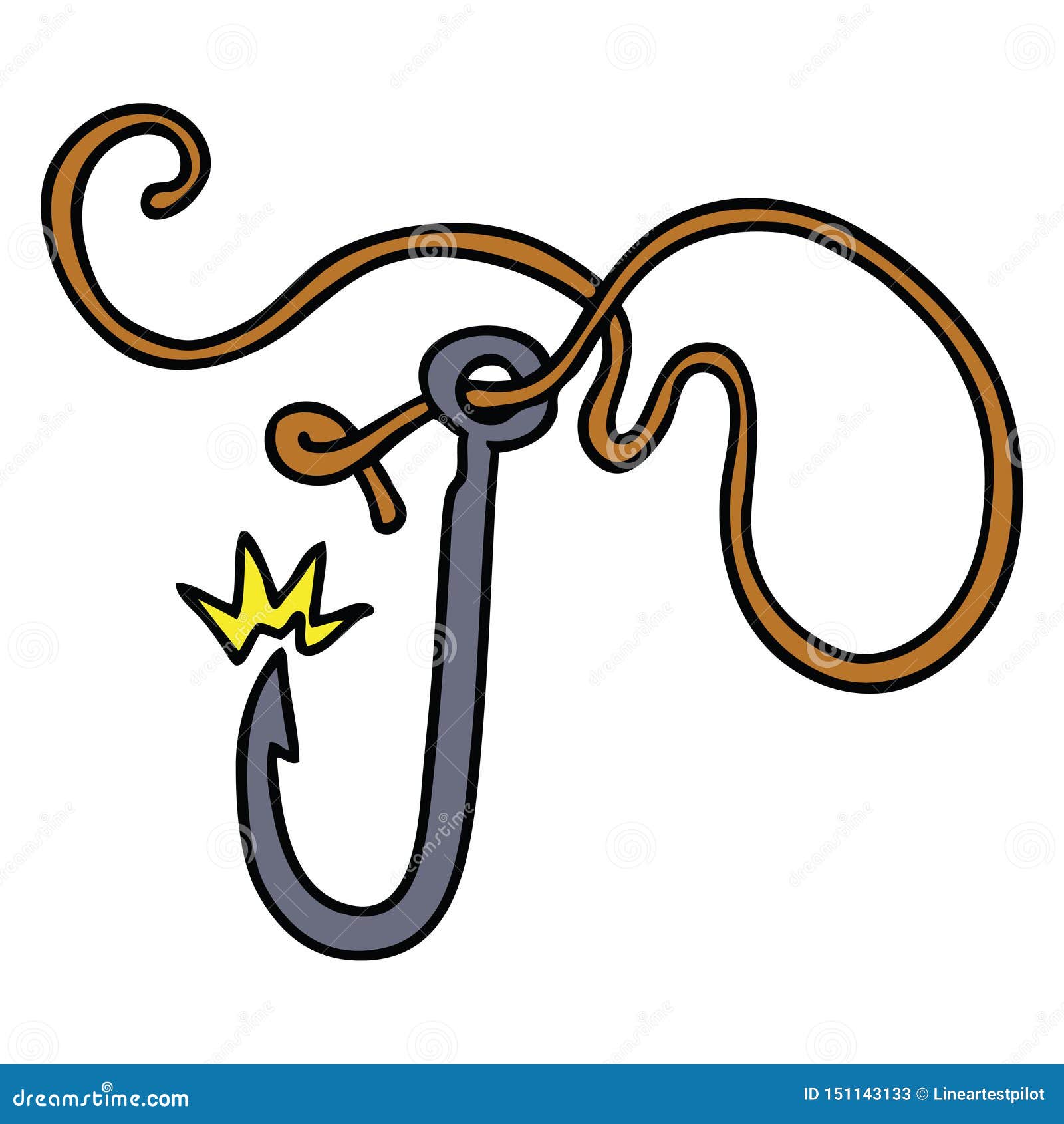 A Creative Cartoon Doodle of a Sharp Fishing Hook Stock Vector ...