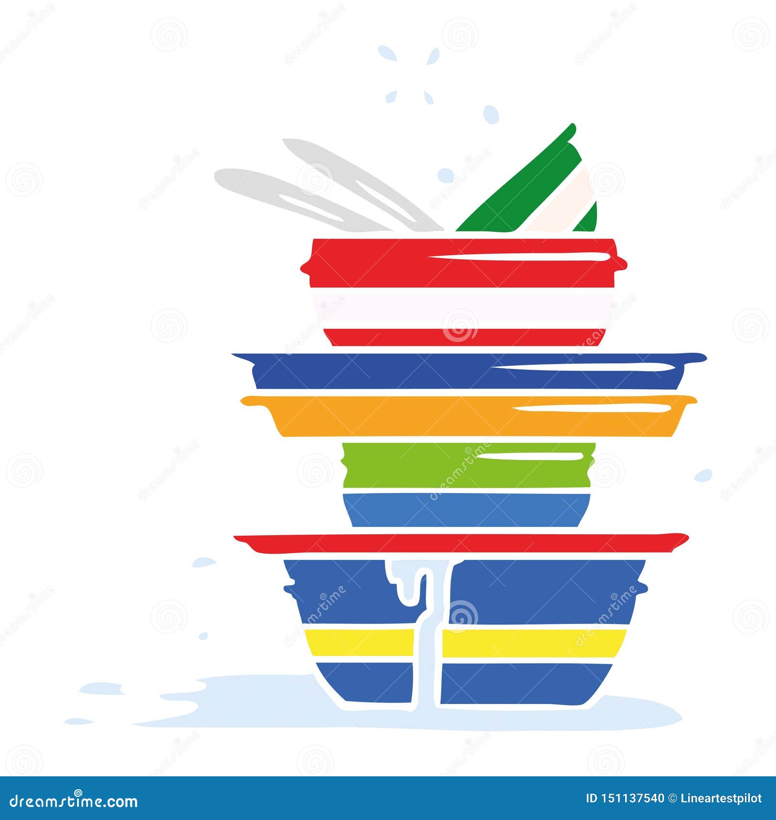 A Creative Cartoon Doodle of a Stack of Dirty Plates Stock Vector ...