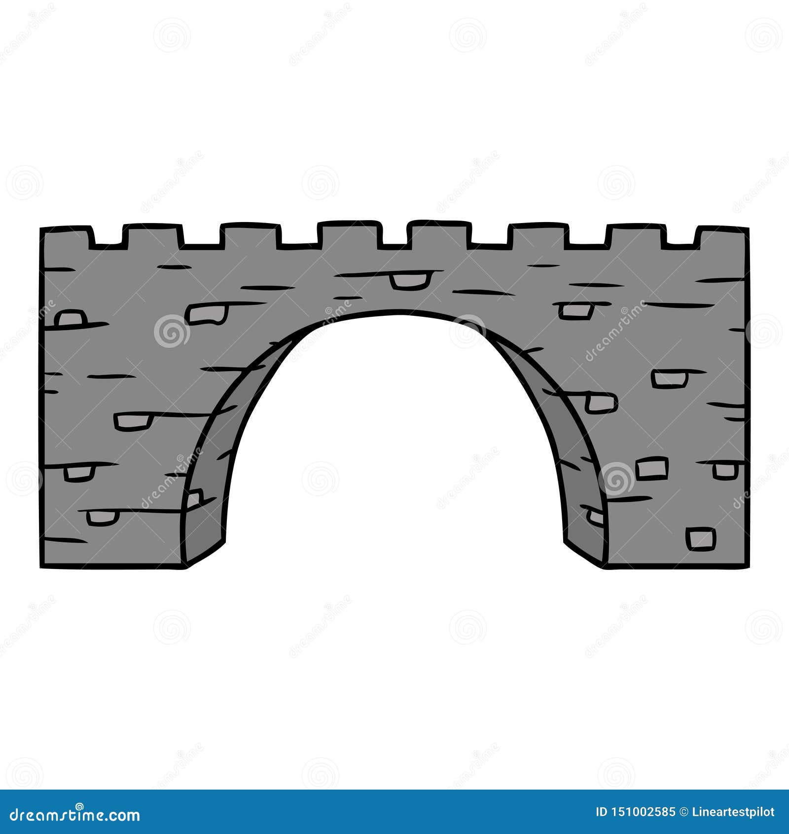 A Creative Cartoon Doodle of a Stone Bridge Stock Vector - Illustration ...