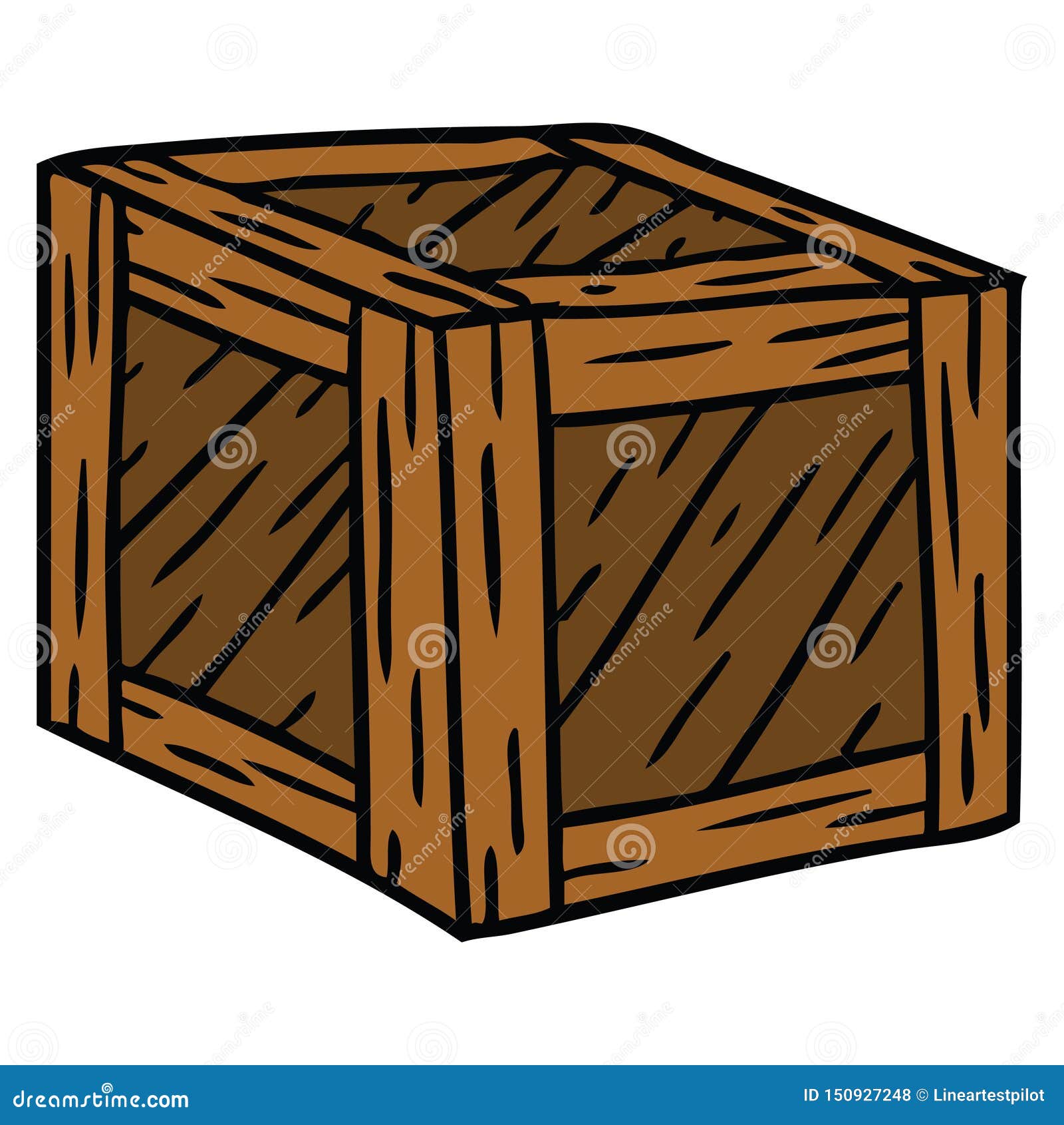 A Creative Cartoon Doodle of a Wooden Crate Stock Vector - Illustration ...