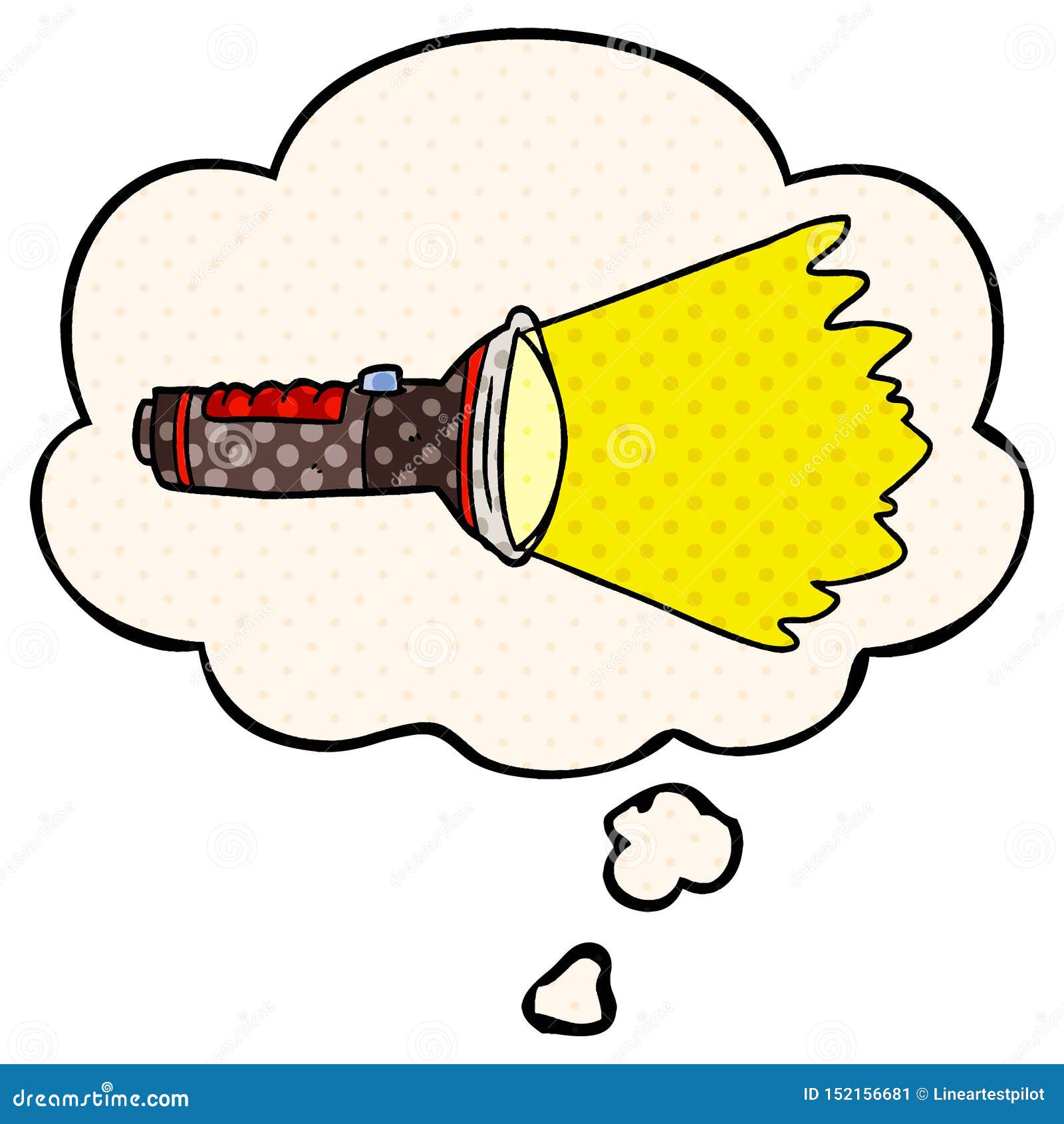 A Creative Cartoon Electric Torch and Thought Bubble in Comic Book ...
