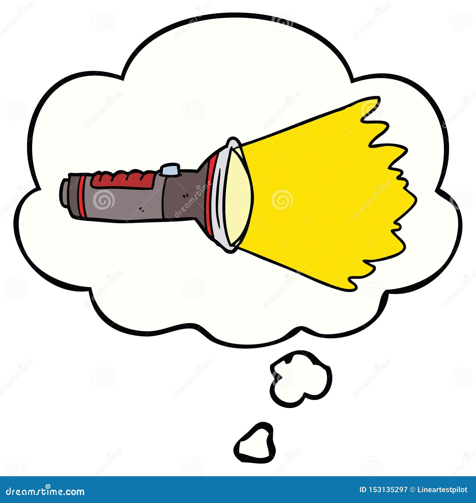 A Creative Cartoon Electric Torch and Thought Bubble Stock Vector ...