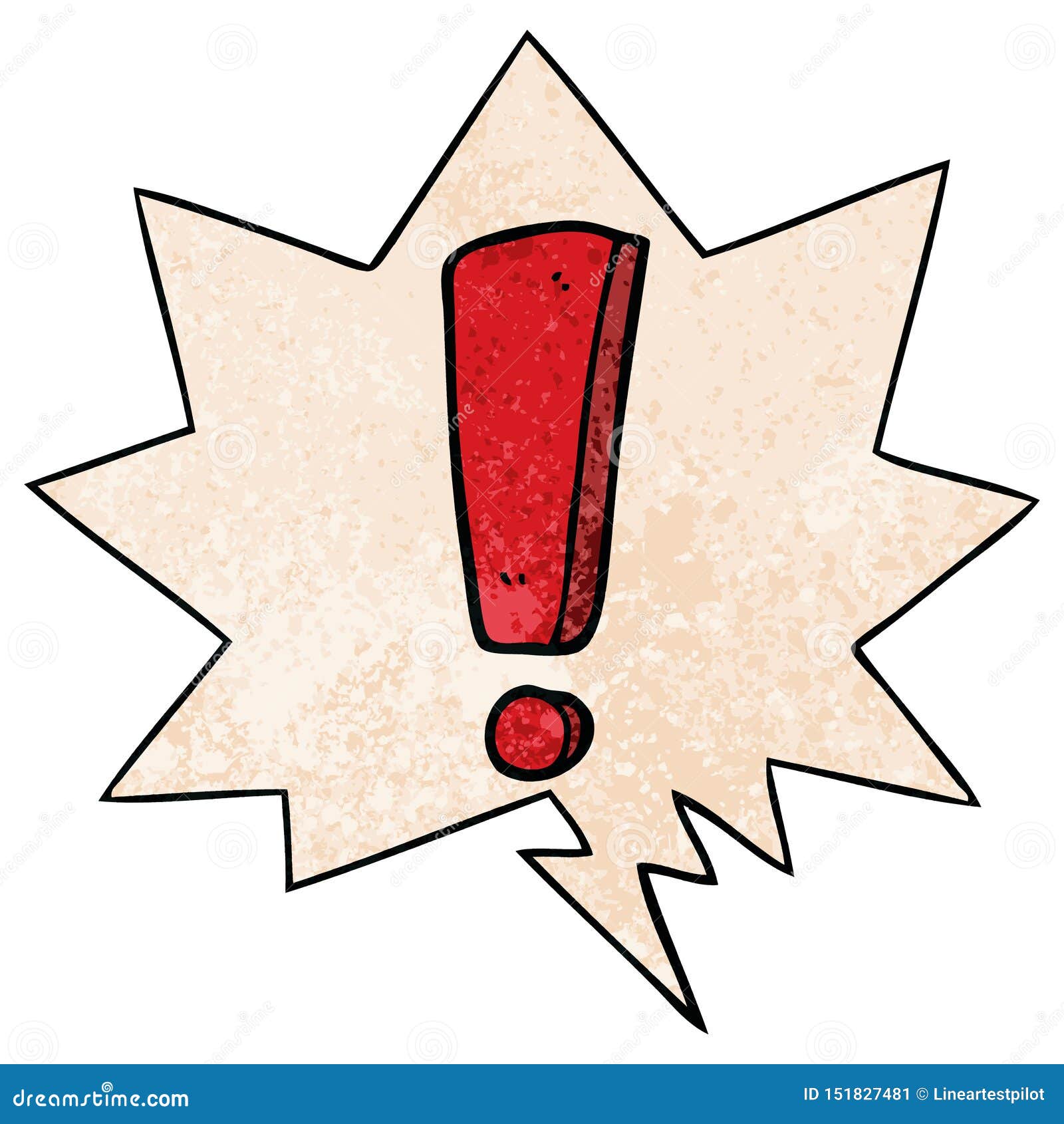A Creative Cartoon Exclamation Mark and Speech Bubble in Retro Texture ...