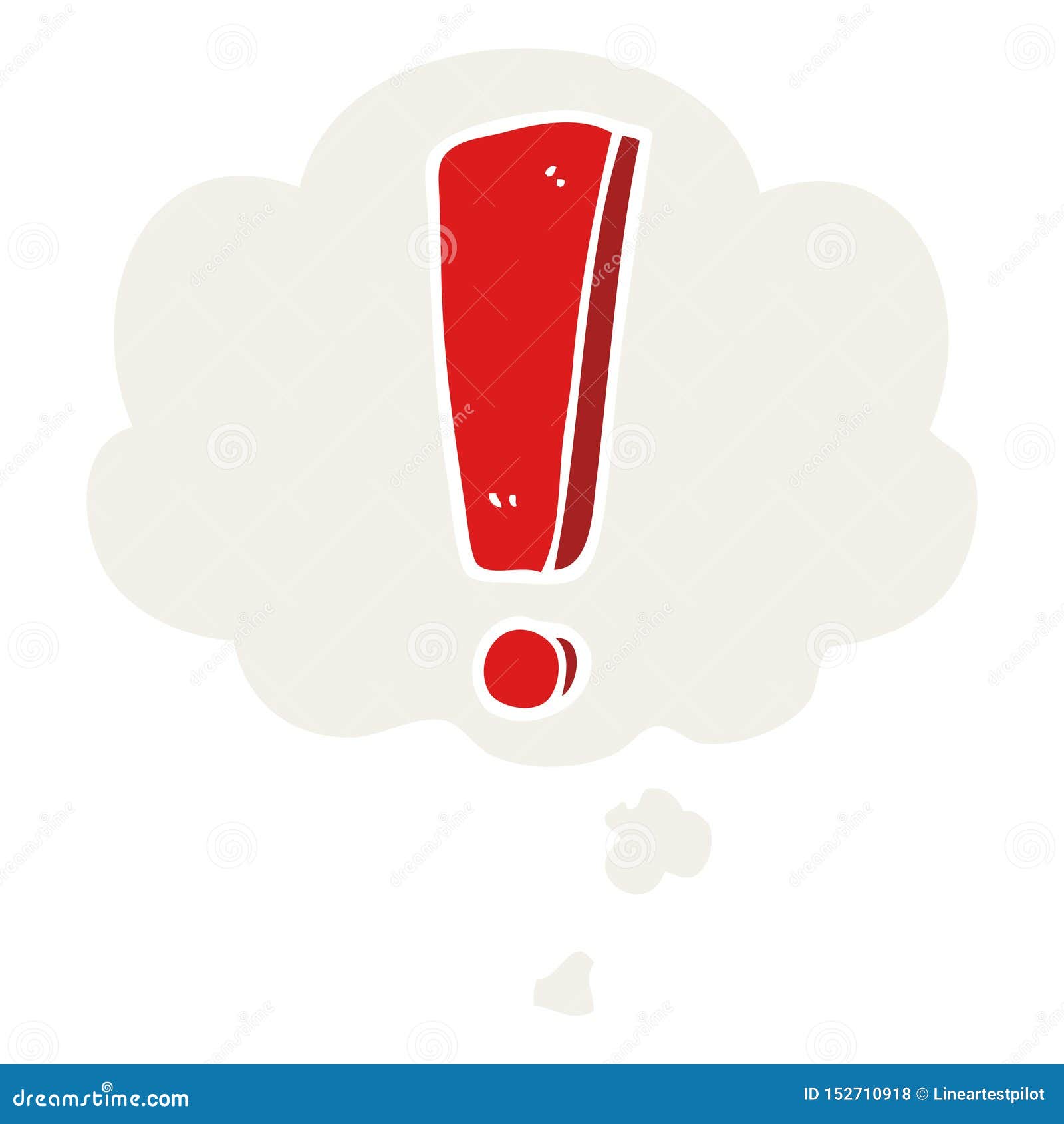 A Creative Cartoon Exclamation Mark and Thought Bubble in Retro Style ...