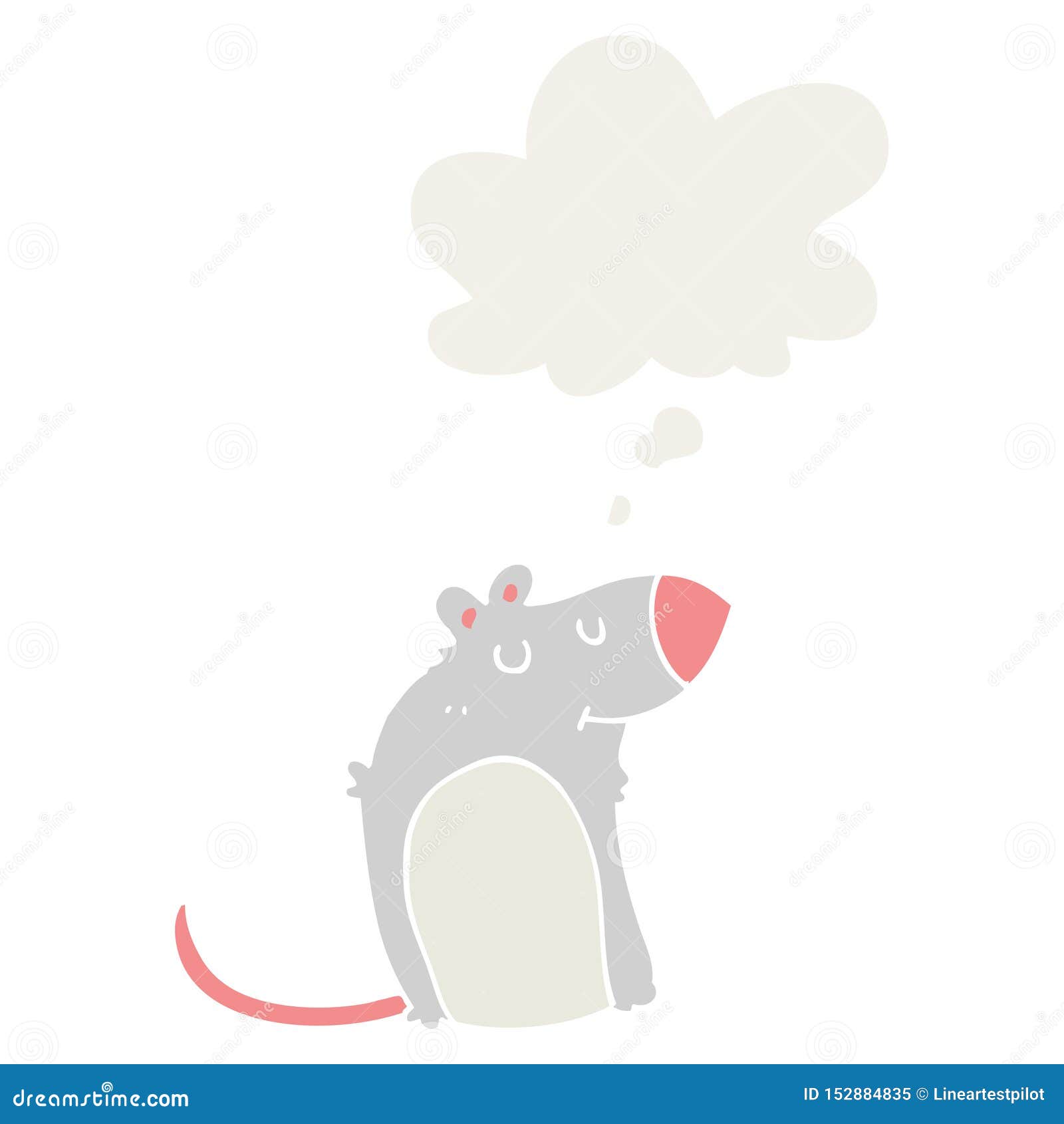 A Creative Cartoon Fat Rat and Thought Bubble in Retro Style Stock ...