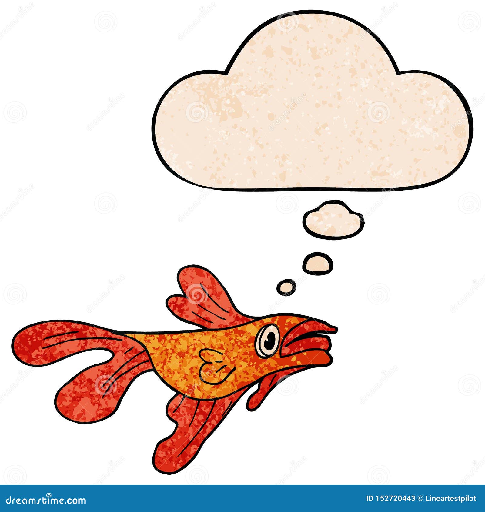 A Creative Cartoon Fighting Fish and Thought Bubble in Grunge Texture ...