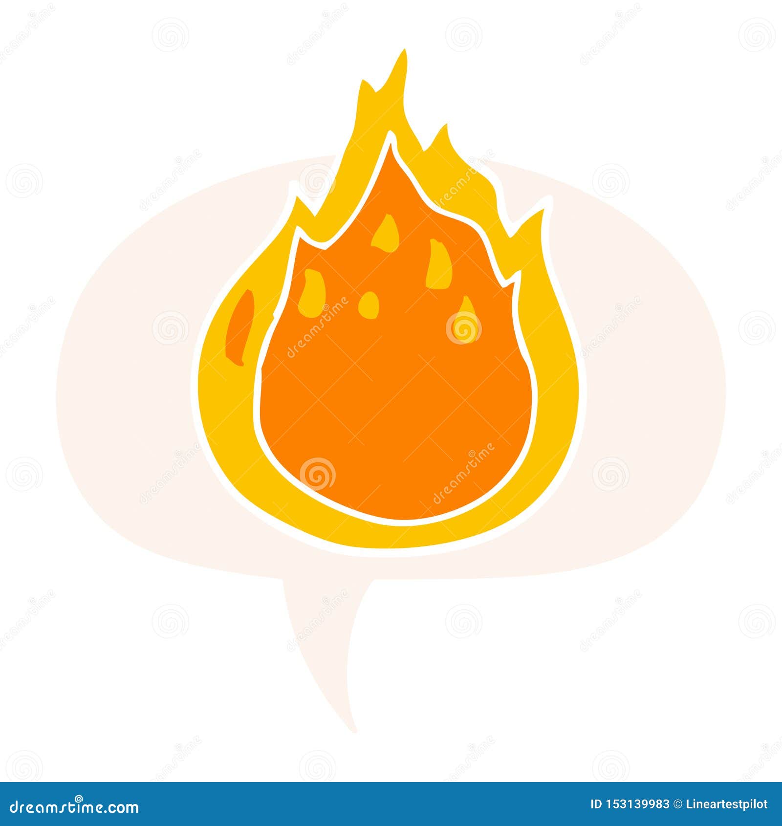 A Creative Cartoon Fire and Speech Bubble in Retro Style Stock Vector ...