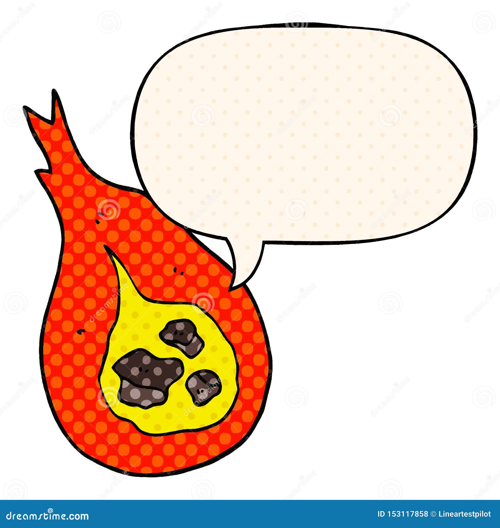 A Creative Cartoon Fireball and Speech Bubble in Comic Book Style Stock ...