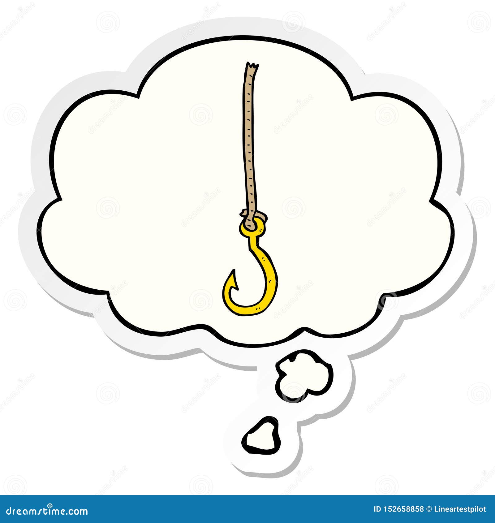 A Creative Cartoon Fish Hook and Thought Bubble As a Printed Sticker ...