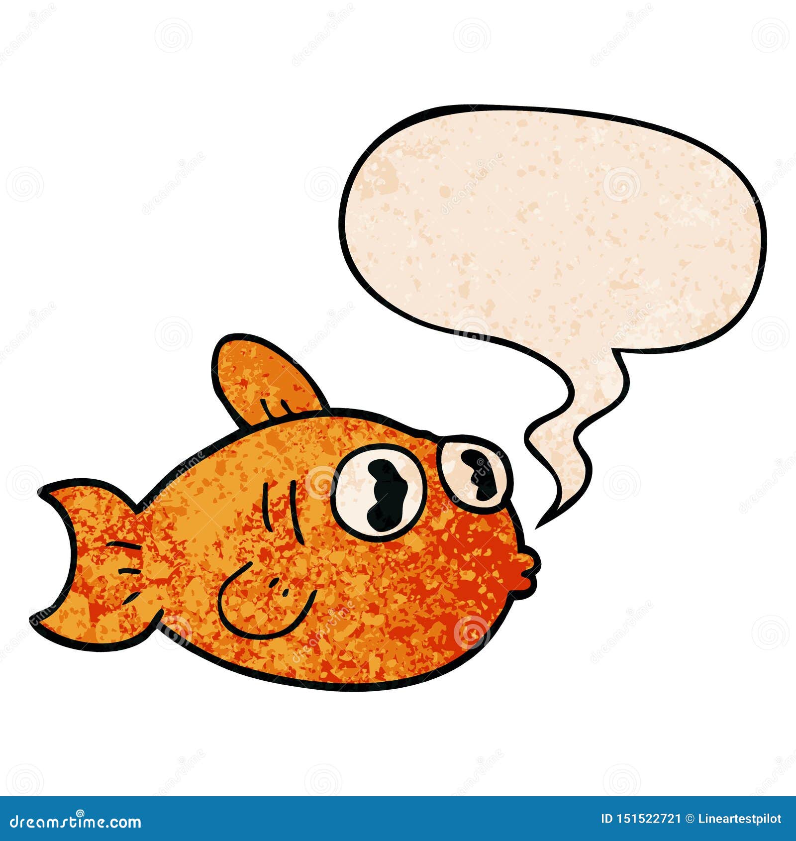 A Creative Cartoon Fish and Speech Bubble in Retro Texture Style Stock ...