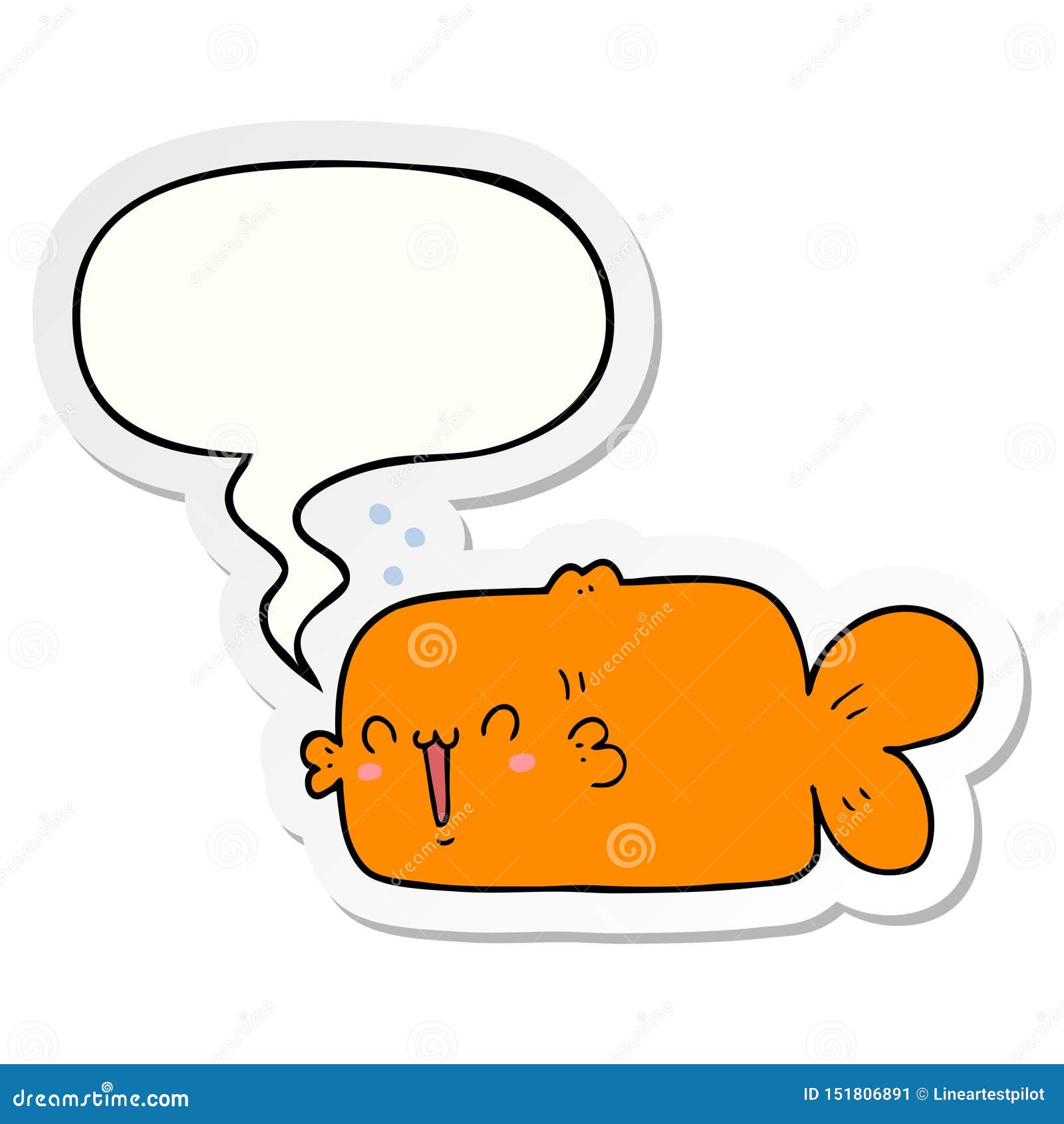 A Creative Cartoon Fish and Speech Bubble Sticker Stock Vector ...