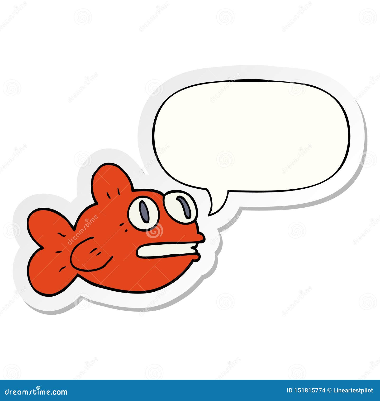 A Creative Cartoon Fish and Speech Bubble Sticker Stock Vector ...