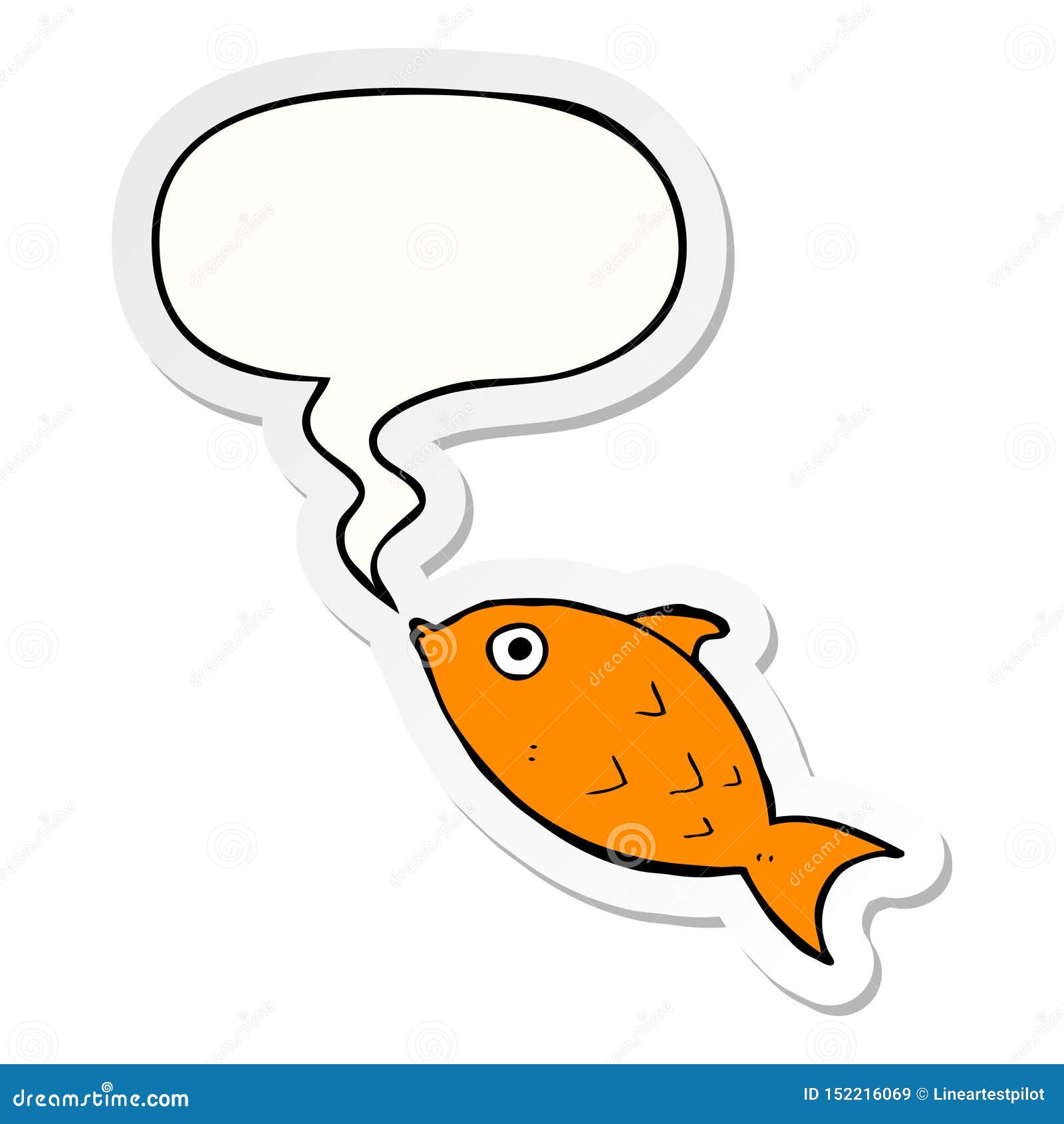 A Creative Cartoon Fish and Speech Bubble Sticker Stock Vector ...