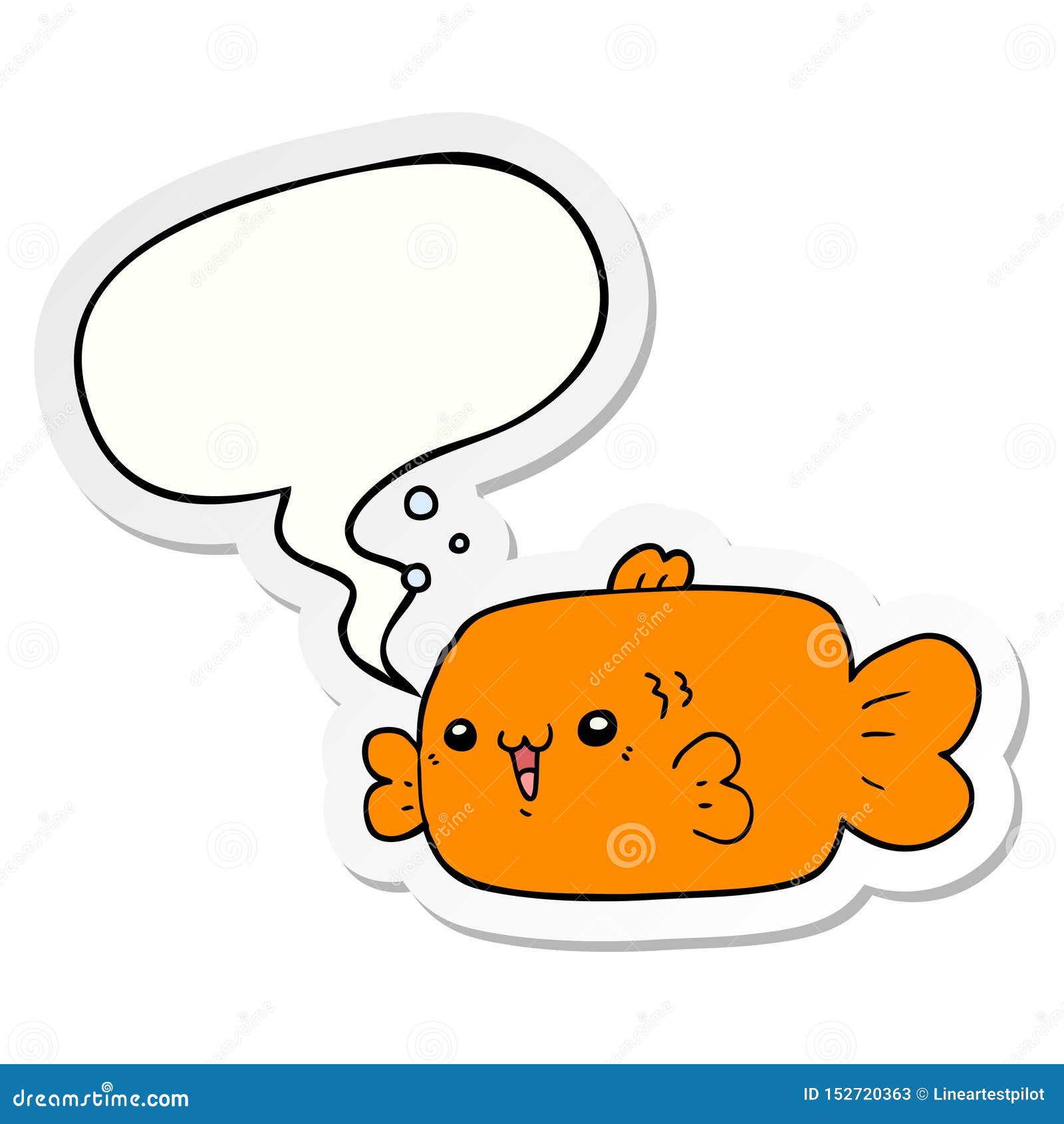 A Creative Cartoon Fish and Speech Bubble Sticker Stock Vector ...