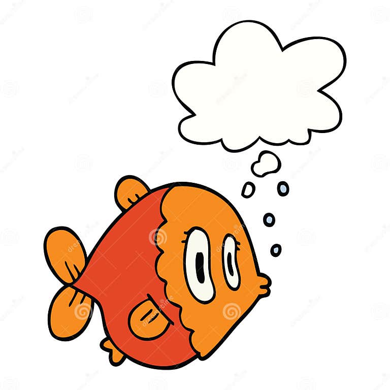 A Creative Cartoon Fish and Thought Bubble Stock Vector - Illustration ...