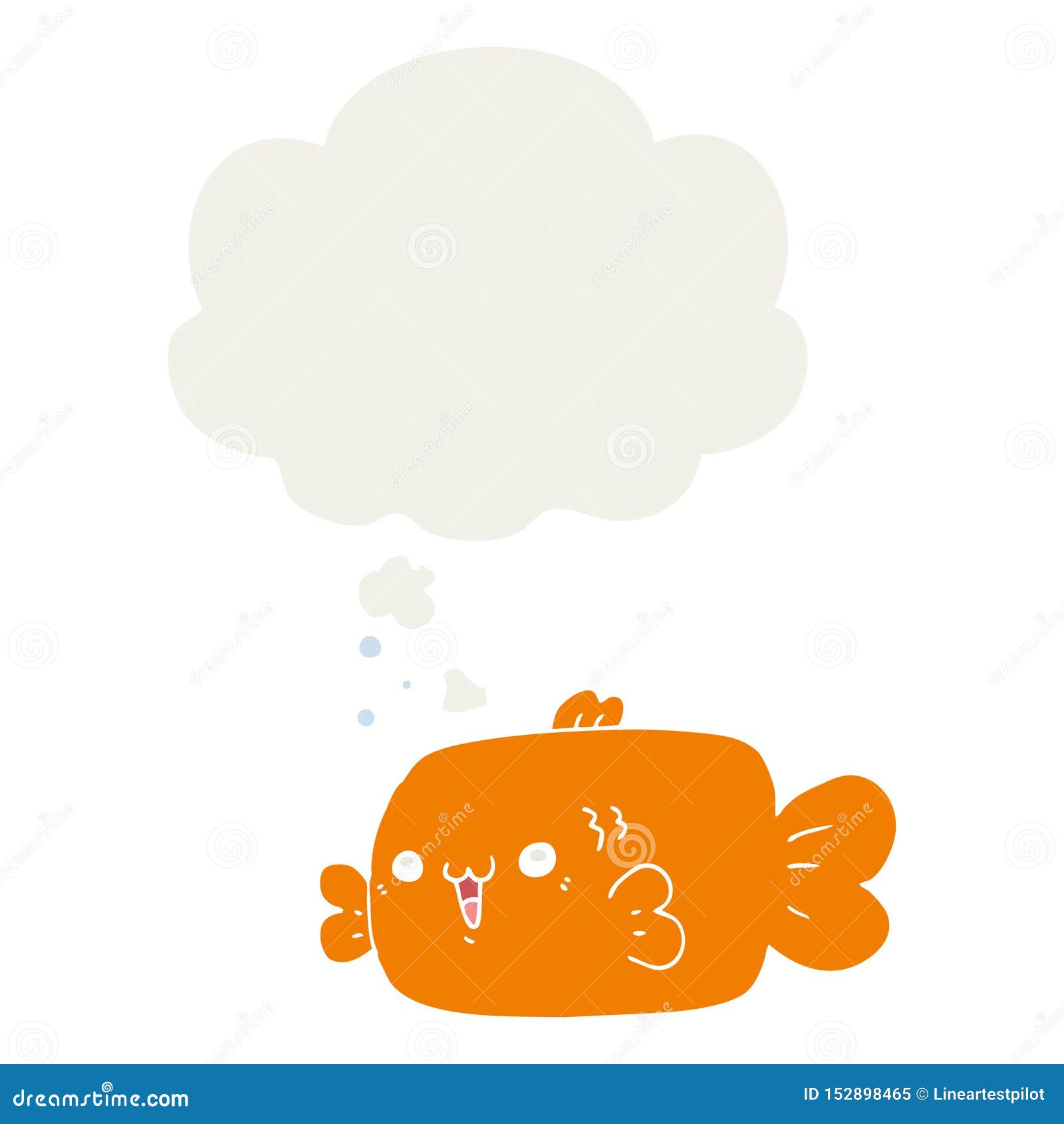 A Creative Cartoon Fish and Thought Bubble in Retro Style Stock Vector ...