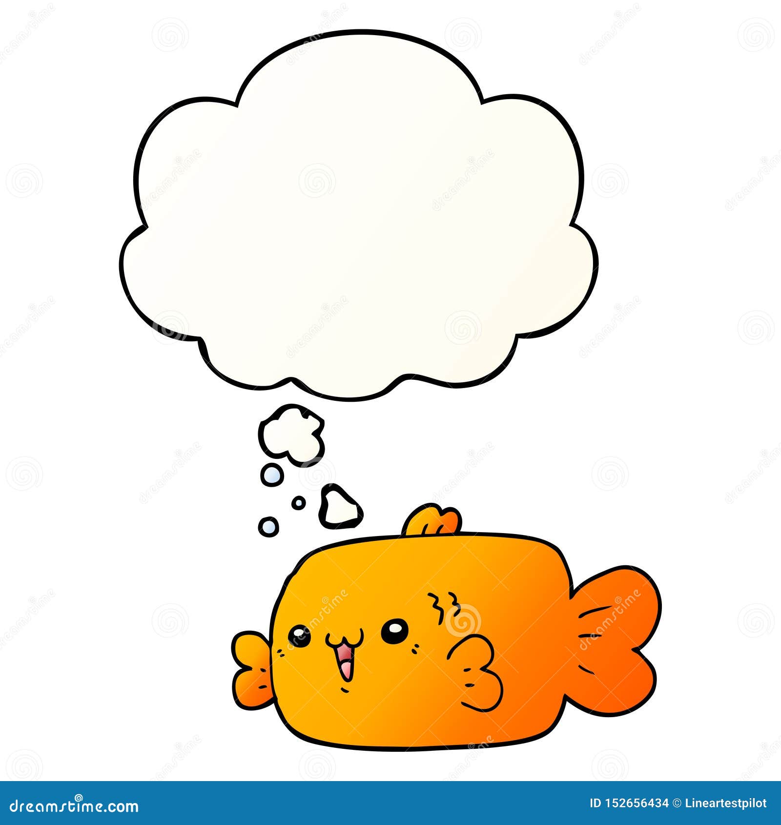 A Creative Cartoon Fish and Thought Bubble in Smooth Gradient Style ...