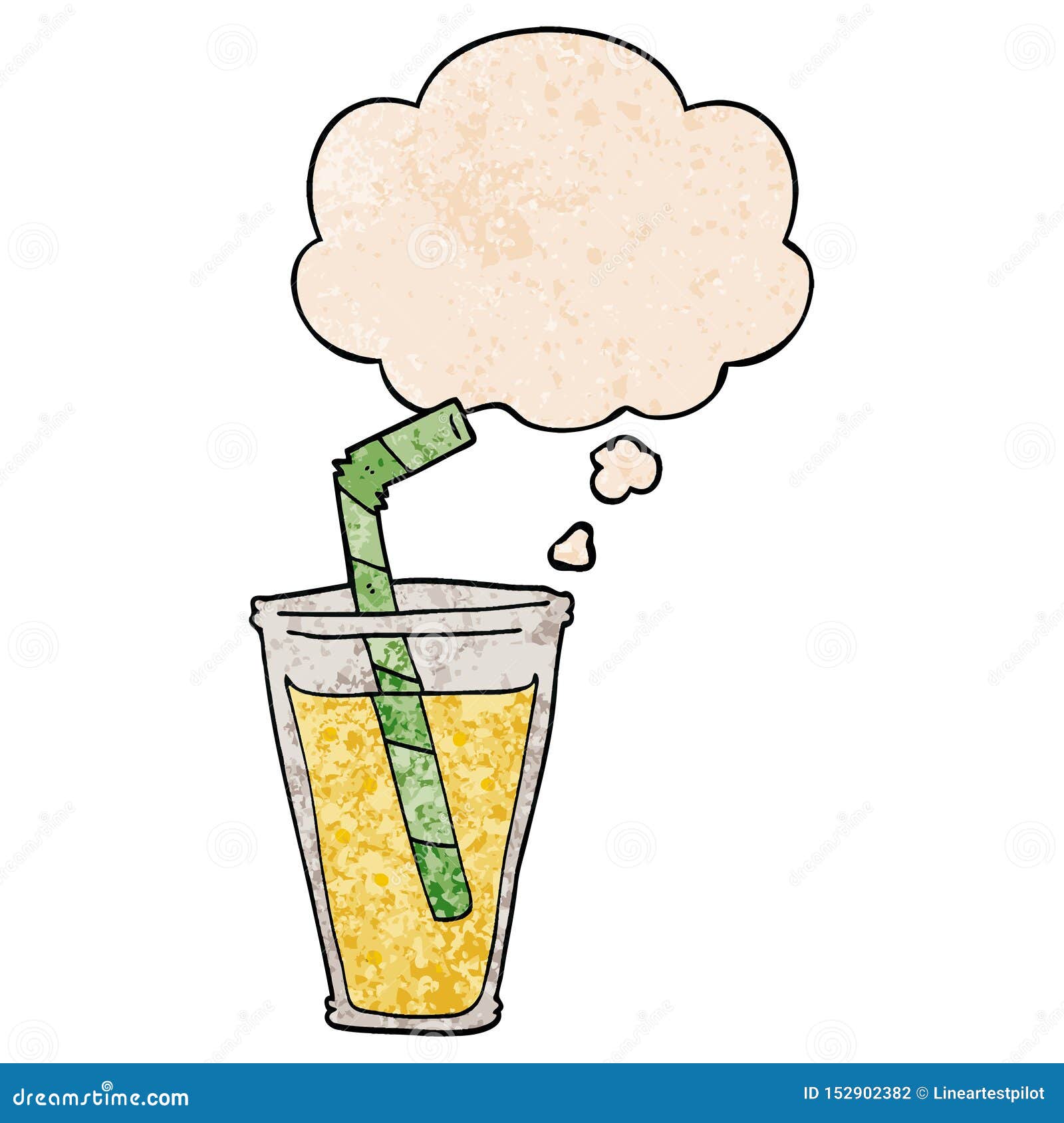 A Creative Cartoon Fizzy Drink and Thought Bubble in Grunge Texture ...