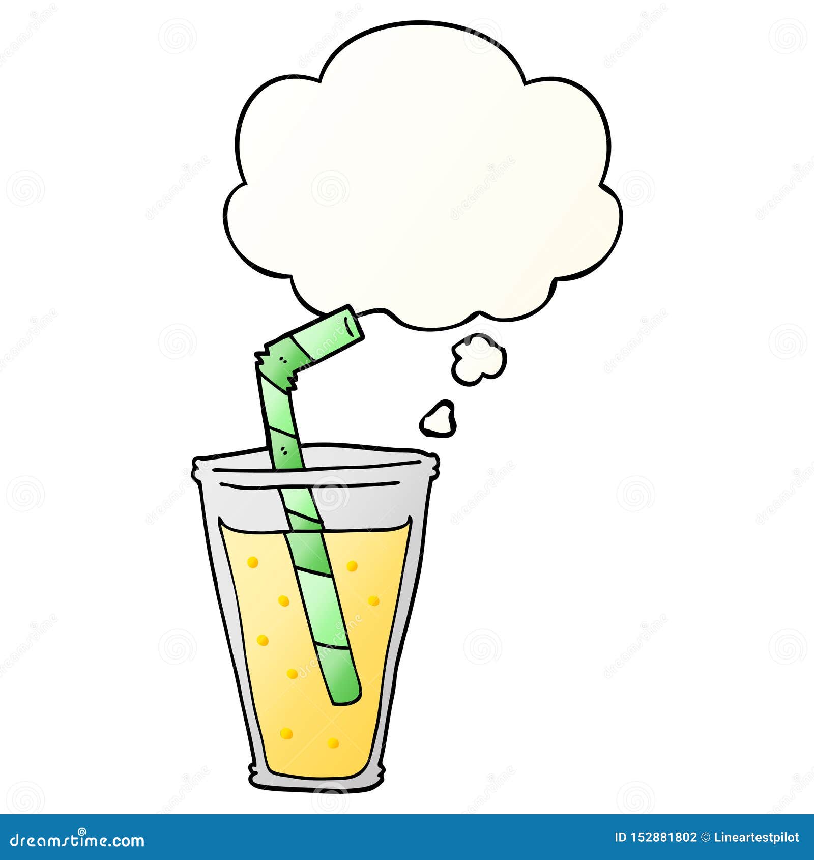 A Creative Cartoon Fizzy Drink and Thought Bubble in Smooth Gradient ...