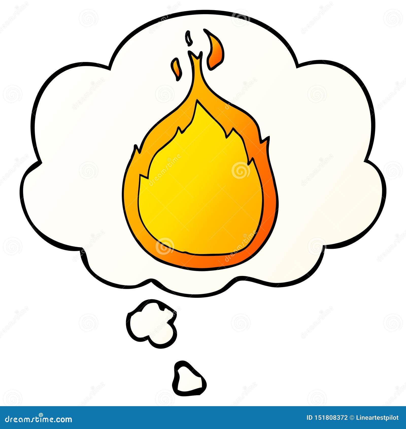 A Creative Cartoon Flames and Thought Bubble in Smooth Gradient Style ...