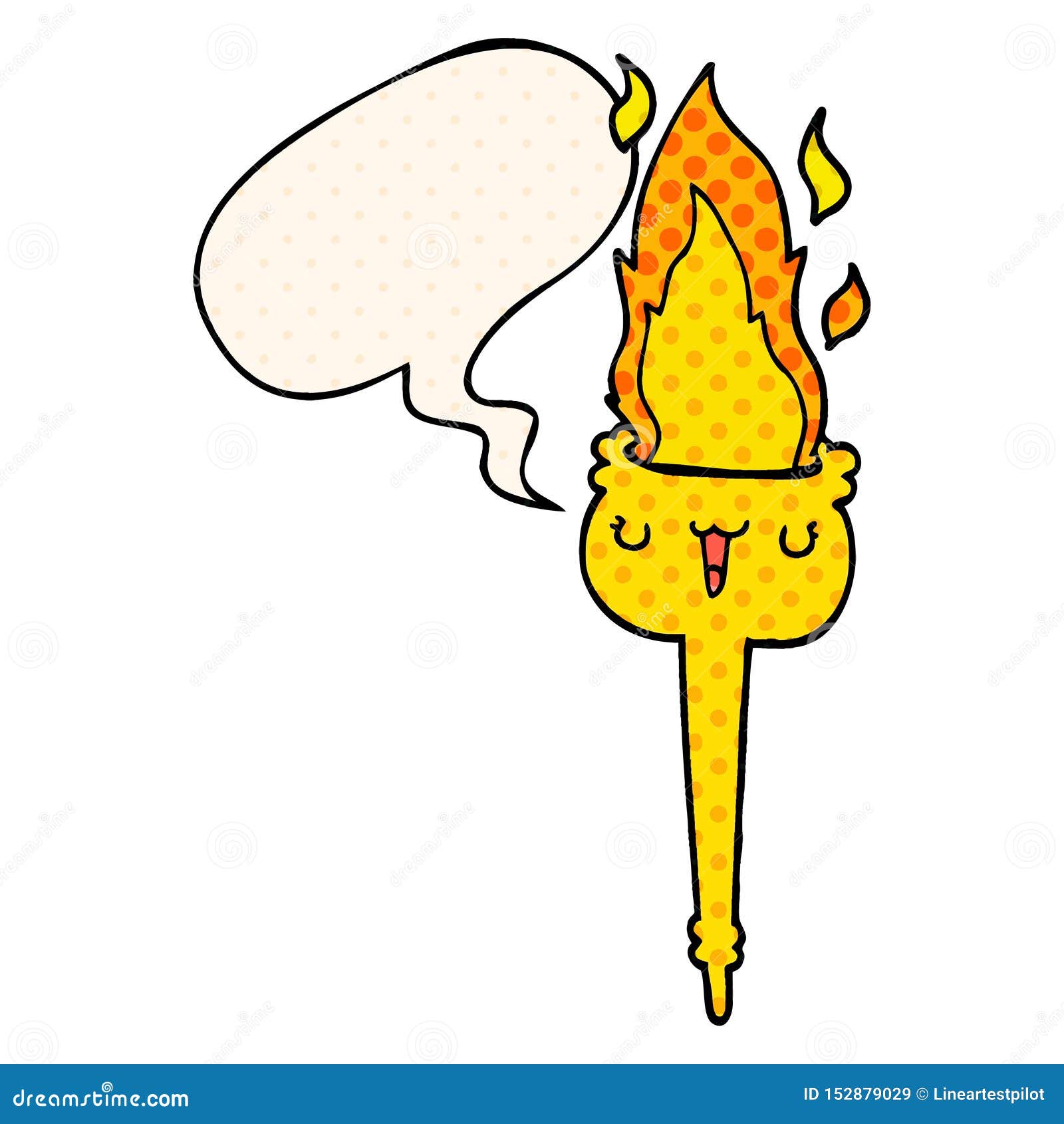 A Creative Cartoon Flaming Torch and Speech Bubble in Comic Book Style ...