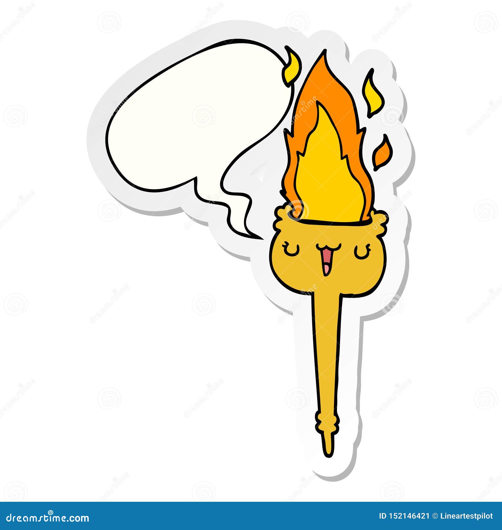 A Creative Cartoon Flaming Torch and Speech Bubble Sticker Stock Vector ...
