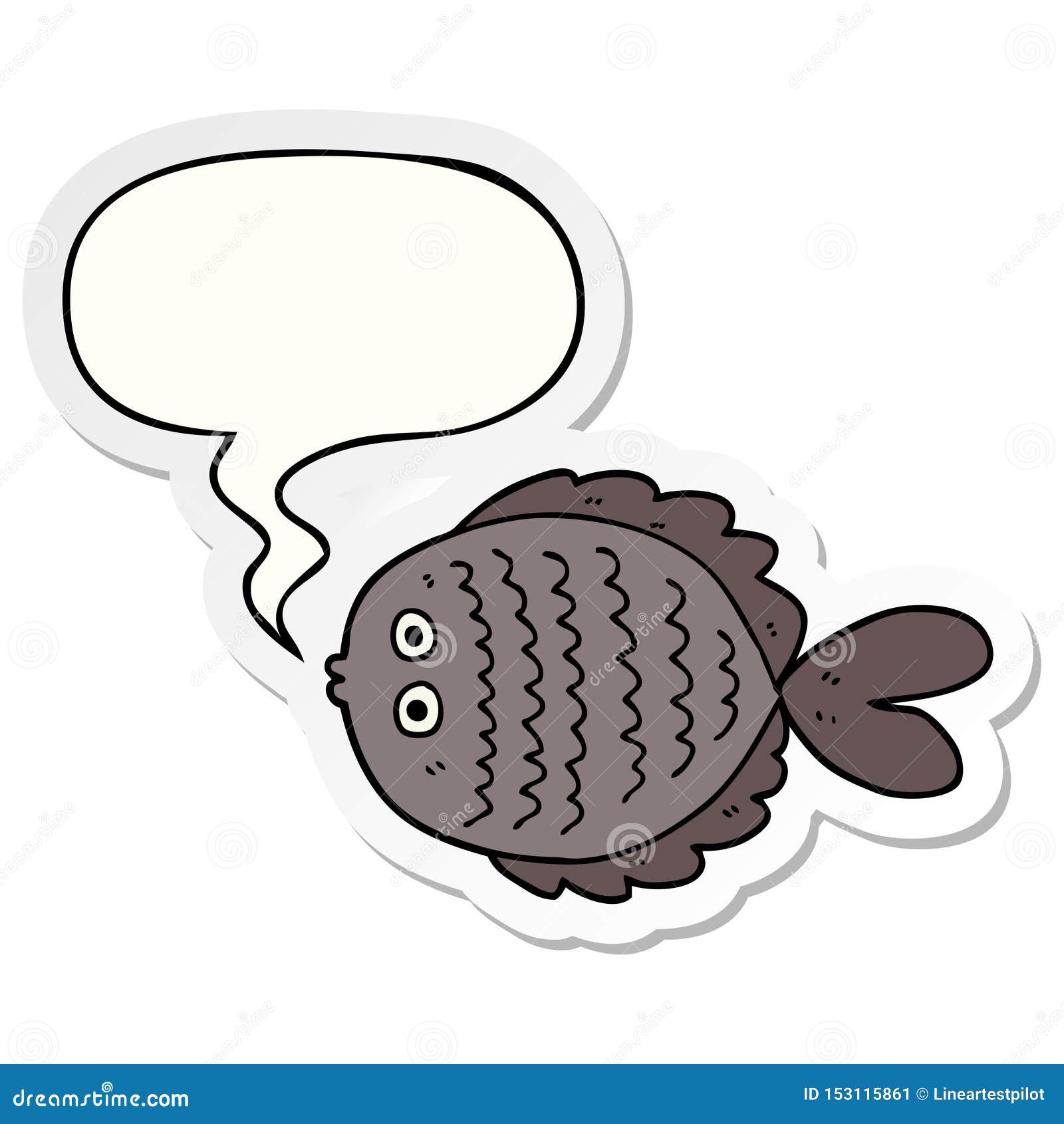 A Creative Cartoon Flat Fish and Speech Bubble Sticker Stock Vector ...