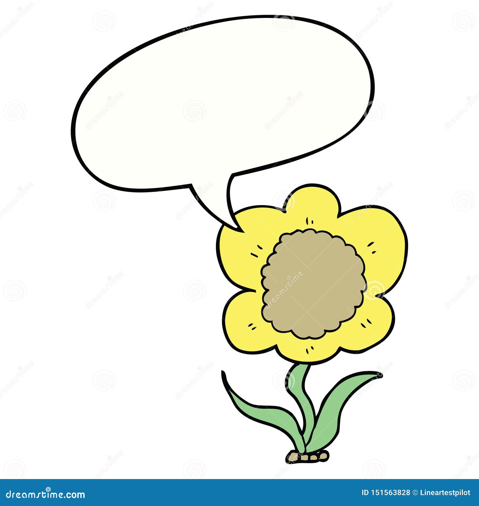 A Creative Cartoon Flower and Speech Bubble Stock Vector - Illustration ...