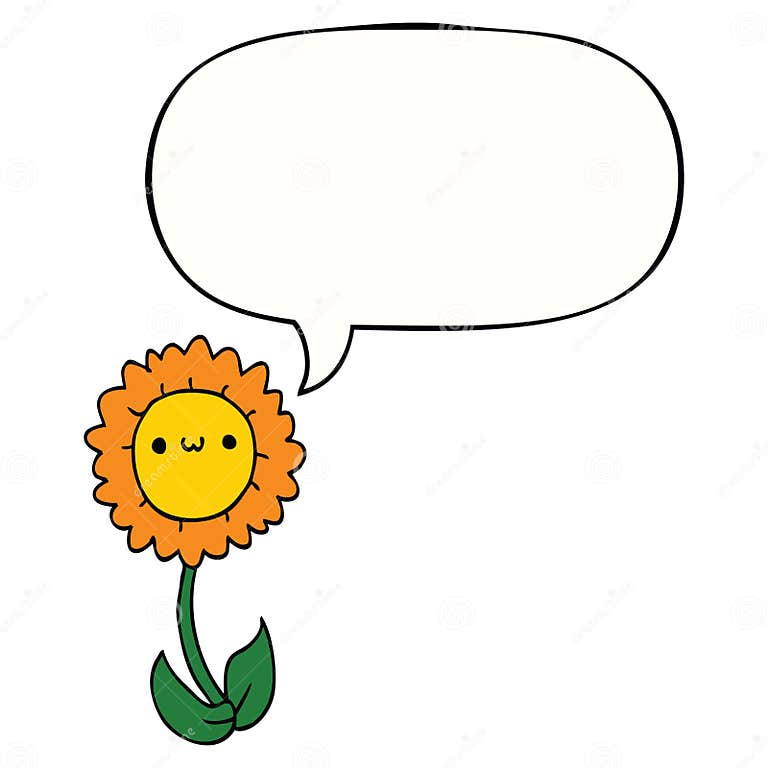 A Creative Cartoon Flower and Speech Bubble Stock Vector - Illustration ...