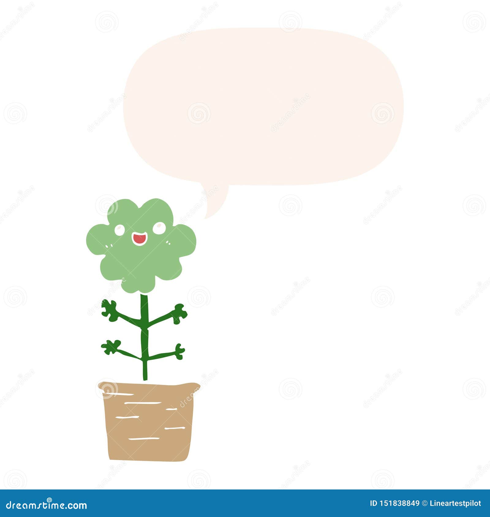 A Creative Cartoon Flower and Speech Bubble in Retro Style Stock Vector ...