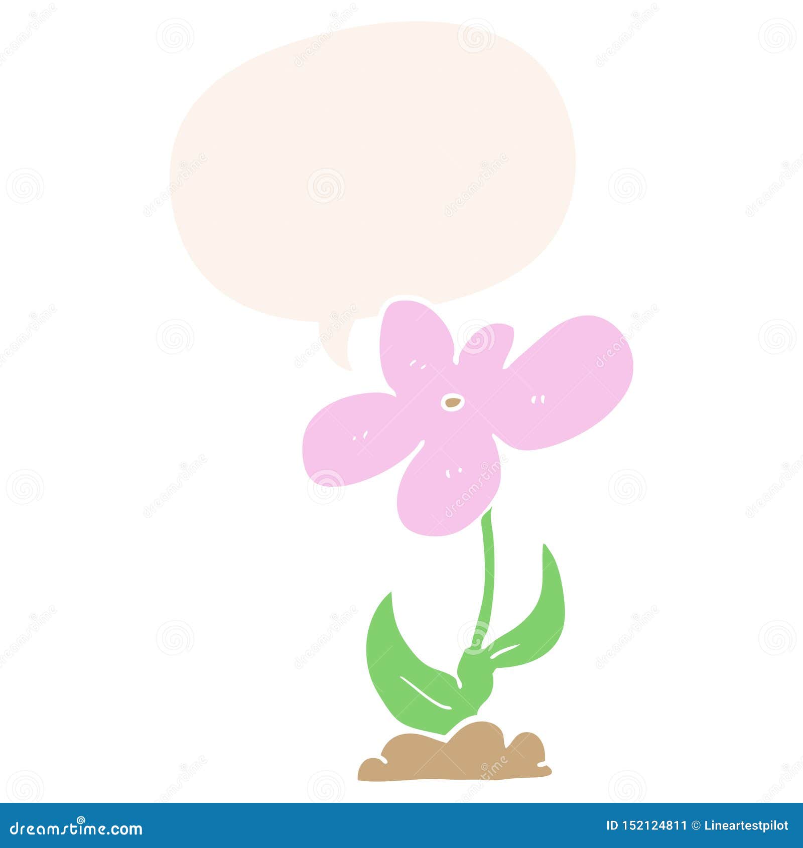 A Creative Cartoon Flower and Speech Bubble in Retro Style Stock Vector ...