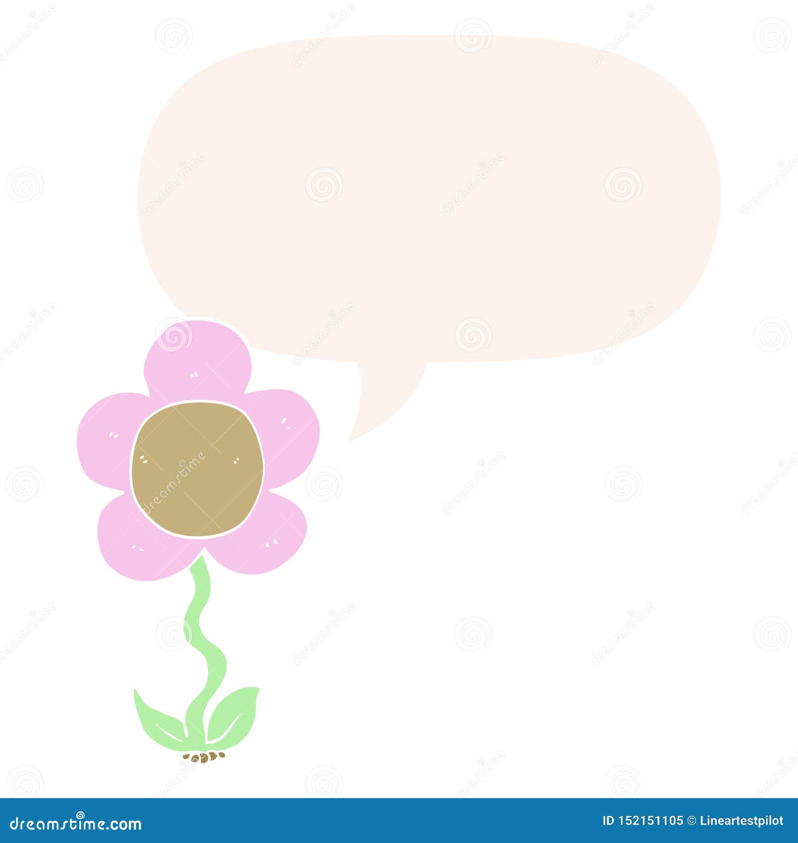 A Creative Cartoon Flower and Speech Bubble in Retro Style Stock Vector ...