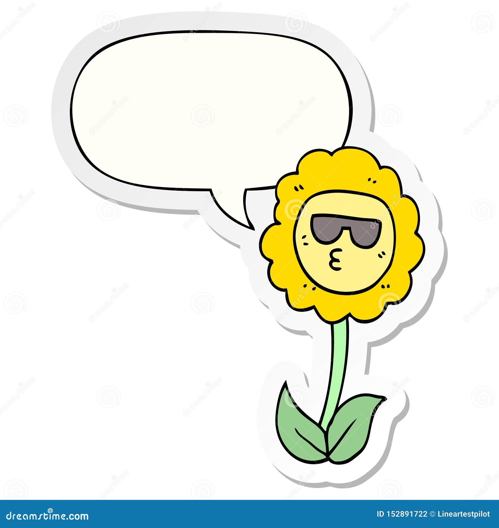 A Creative Cartoon Flower and Speech Bubble Sticker Stock Vector ...