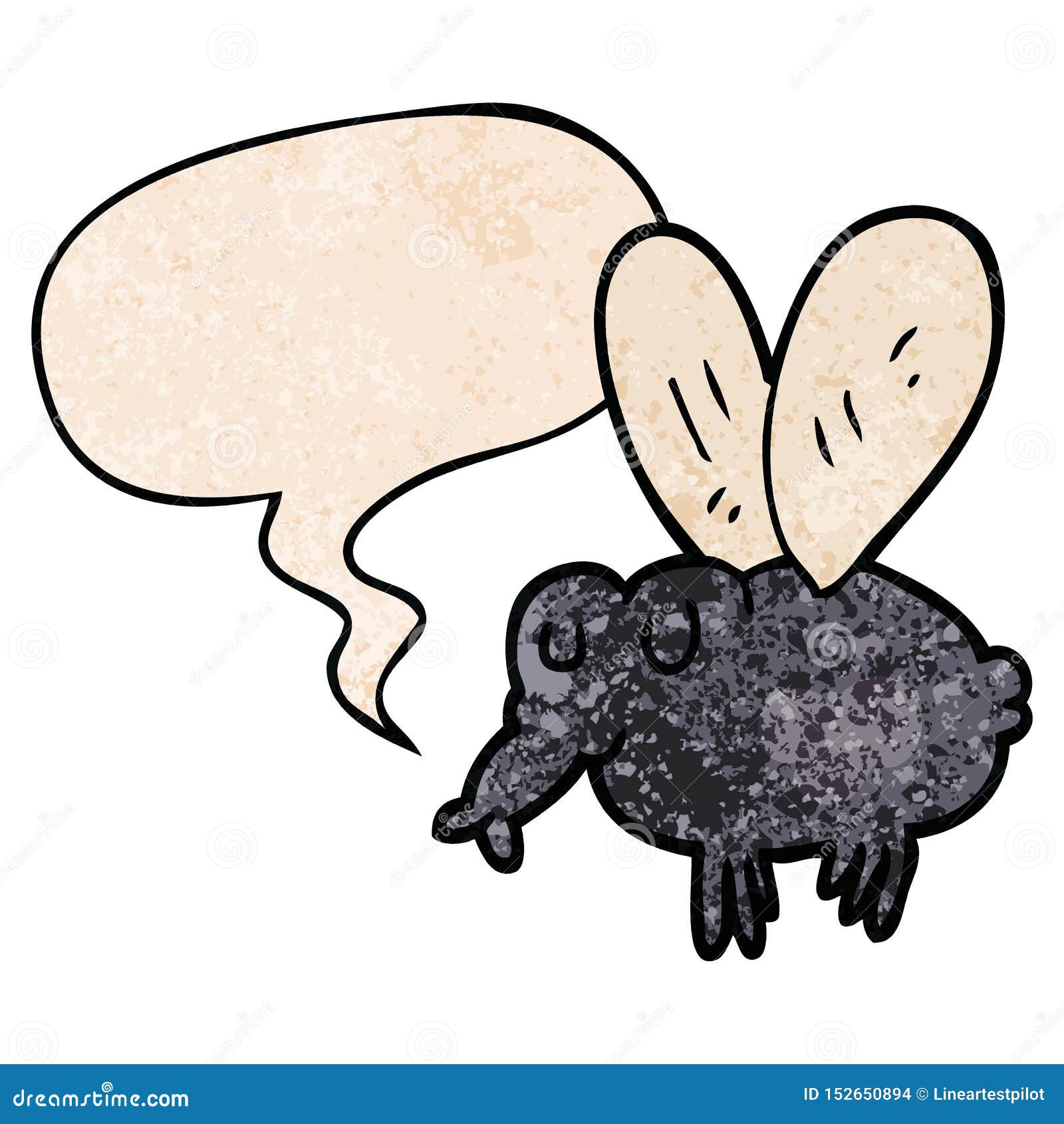 A Creative Cartoon Fly and Speech Bubble in Retro Texture Style Stock ...