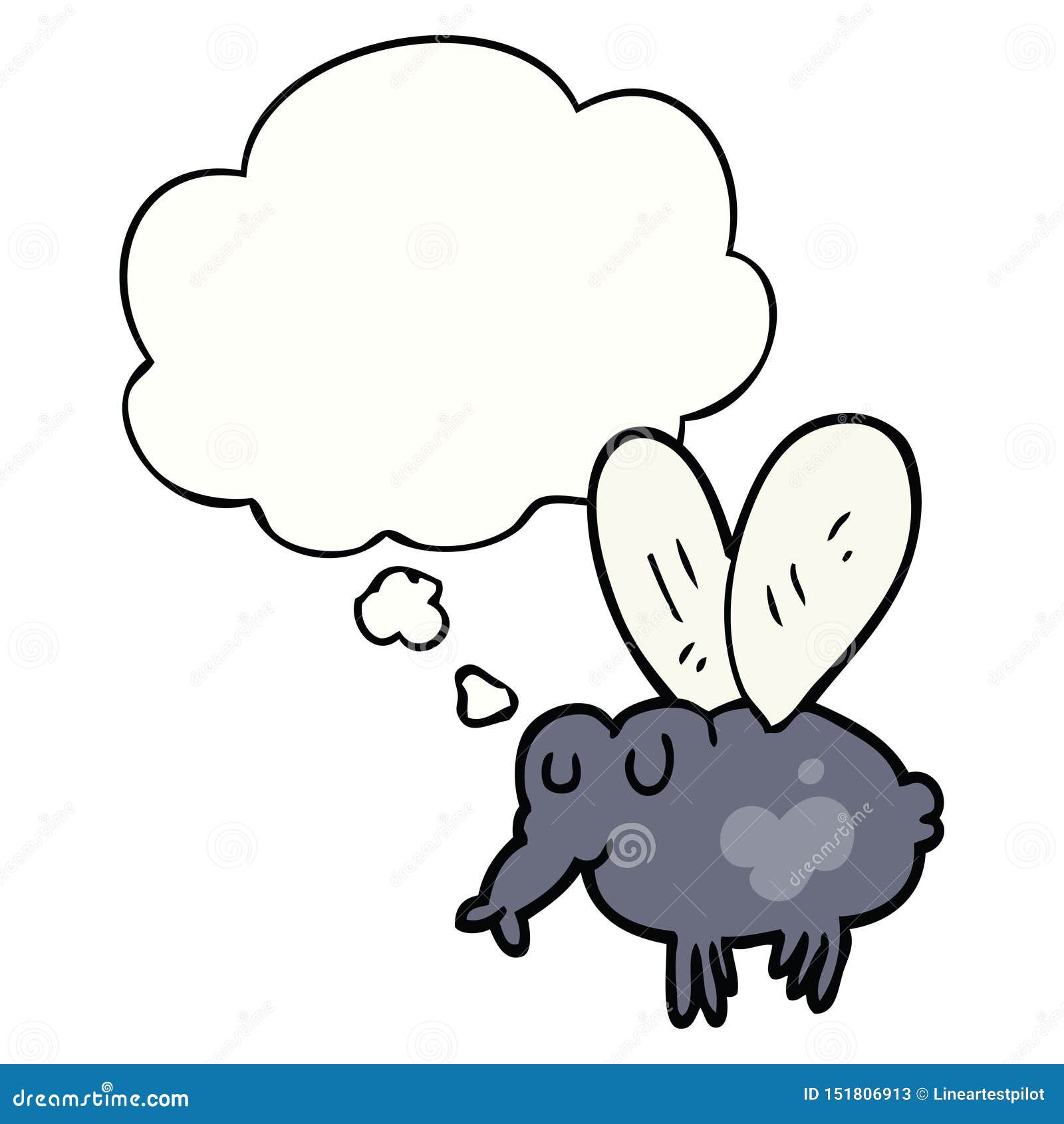 A Creative Cartoon Fly and Thought Bubble Stock Vector - Illustration ...