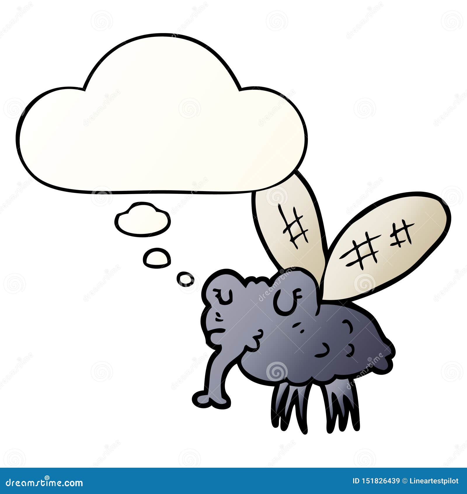 A Creative Cartoon Fly and Thought Bubble in Smooth Gradient Style ...