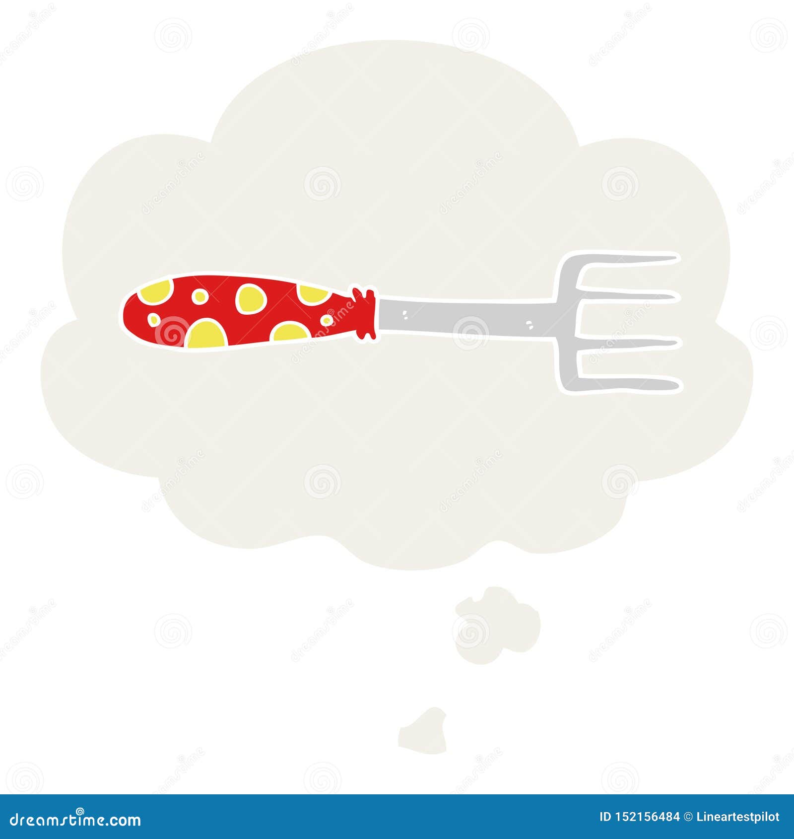 A Creative Cartoon Fork and Thought Bubble in Retro Style Stock Vector ...