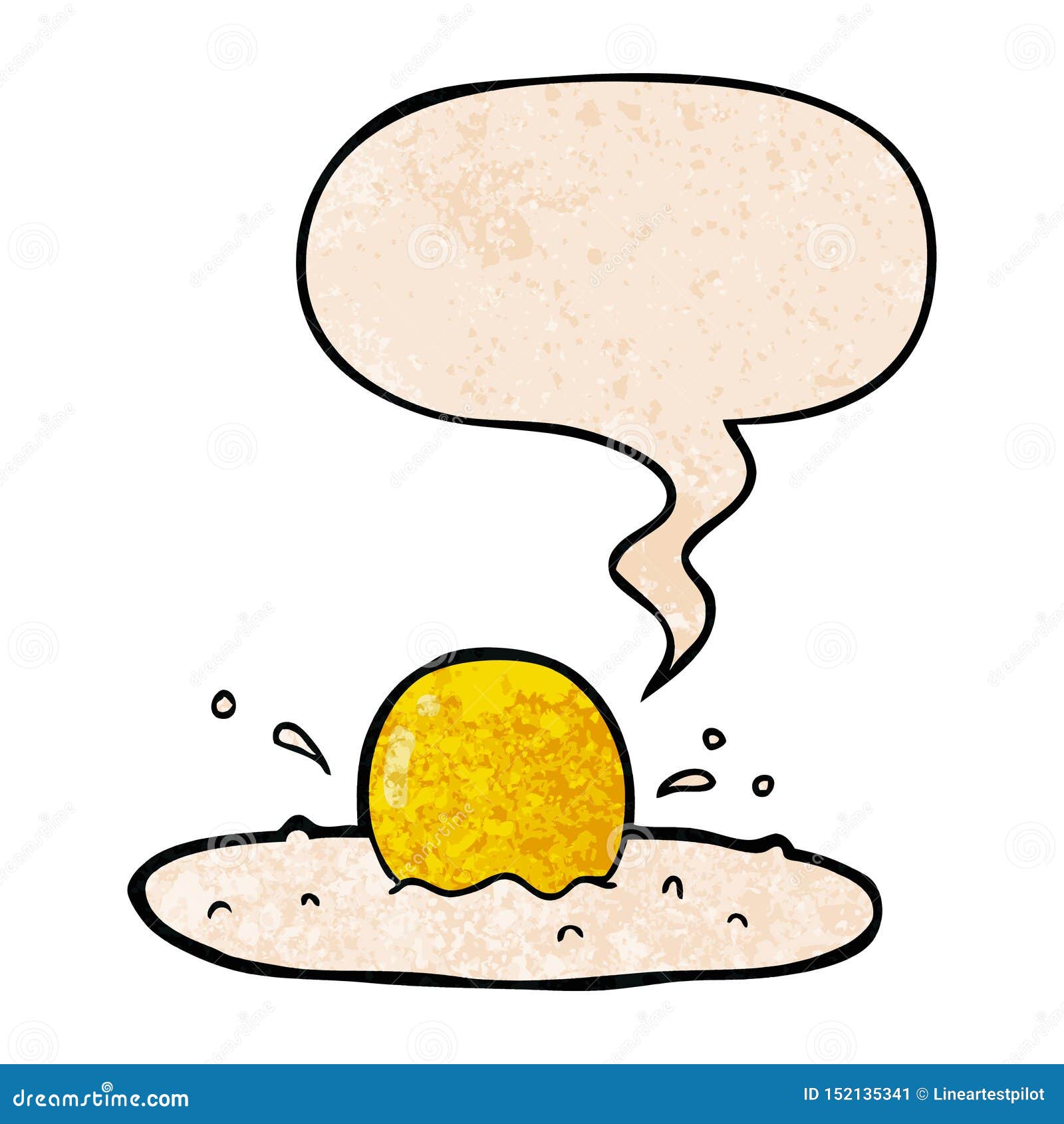 A Creative Cartoon Fried Egg and Speech Bubble in Retro Texture Style ...