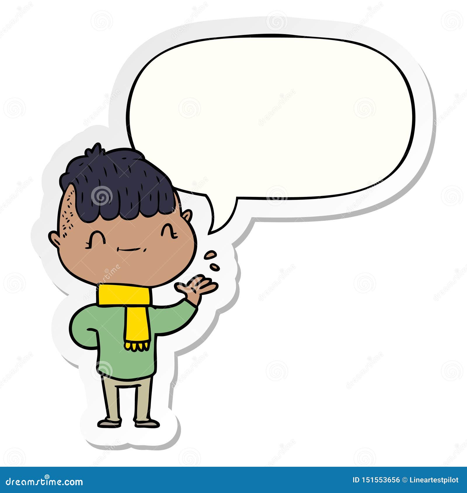 A Creative Cartoon Friendly Boy and Speech Bubble Sticker Stock Vector ...