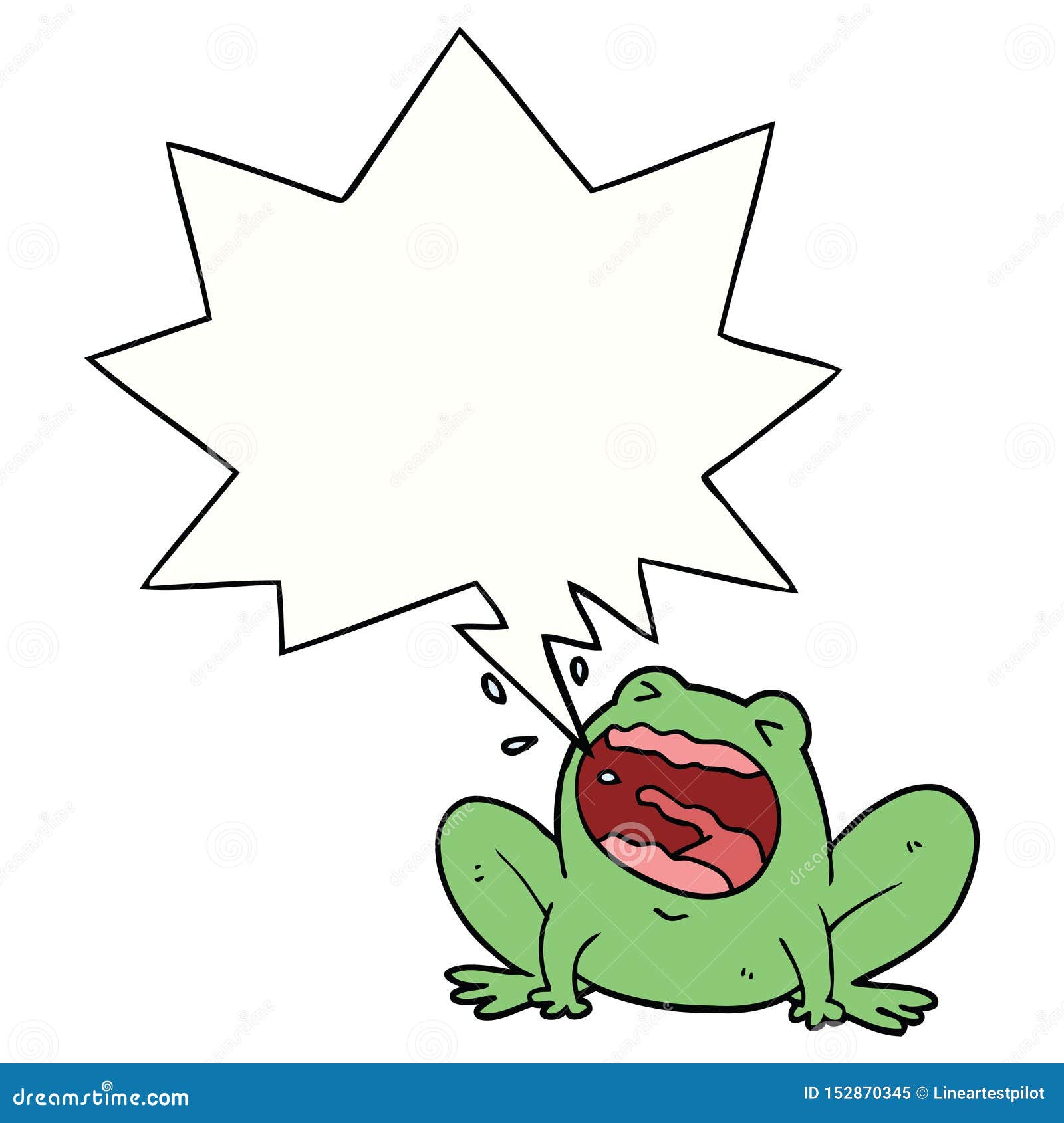 A Creative Cartoon Frog Shouting and Speech Bubble Stock Vector ...