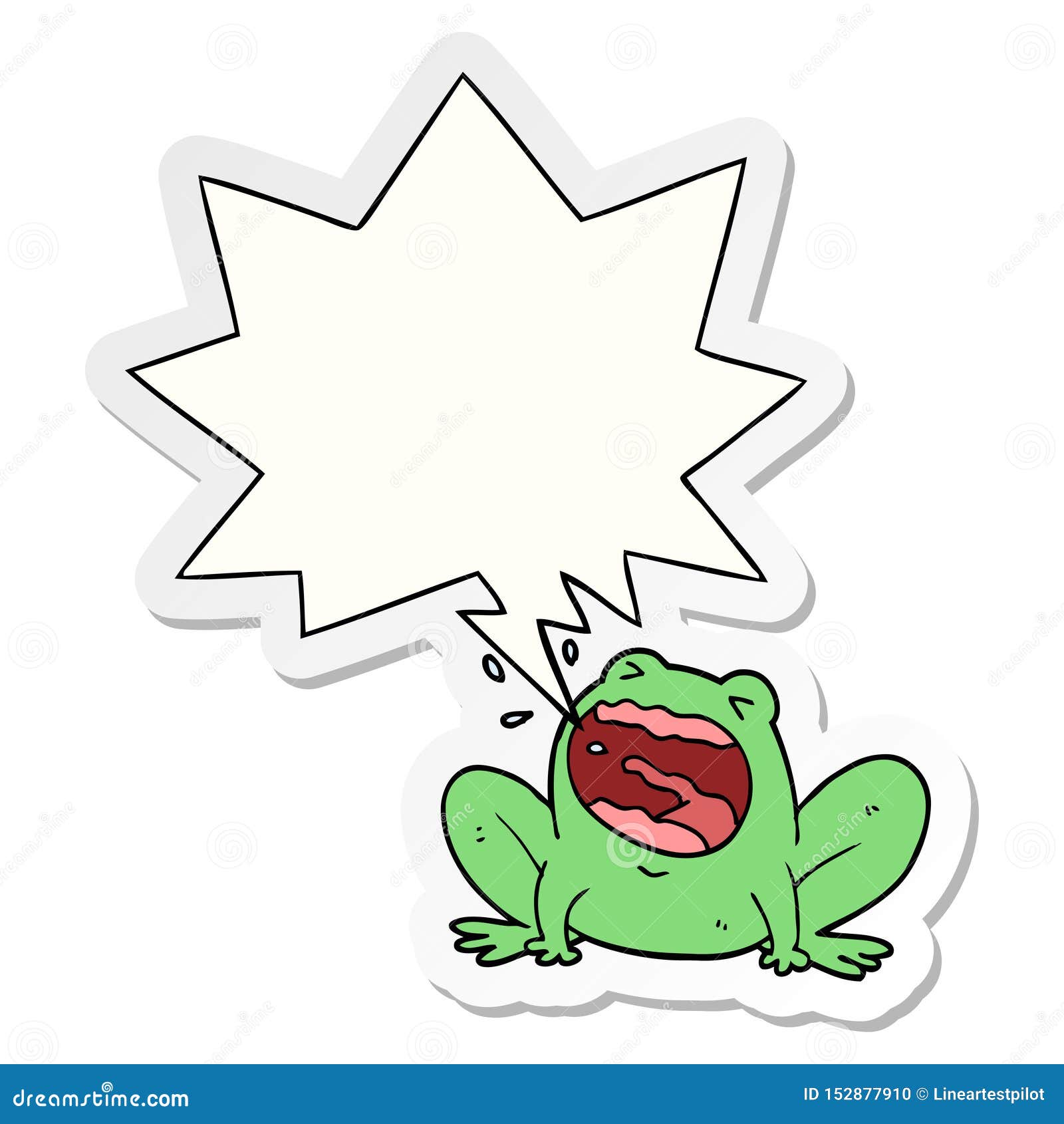 A Creative Cartoon Frog Shouting and Speech Bubble Sticker Stock Vector ...