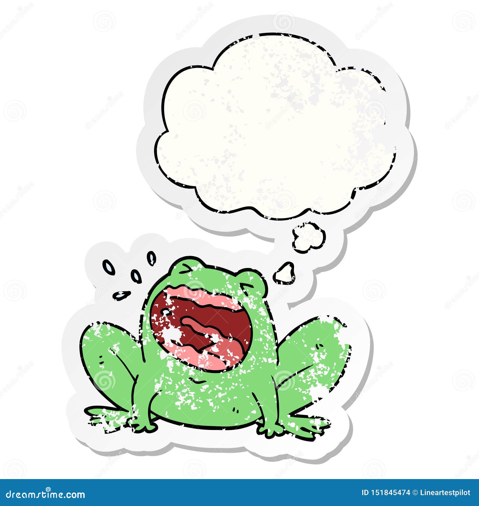 A Creative Cartoon Frog Shouting and Thought Bubble As a Distressed ...